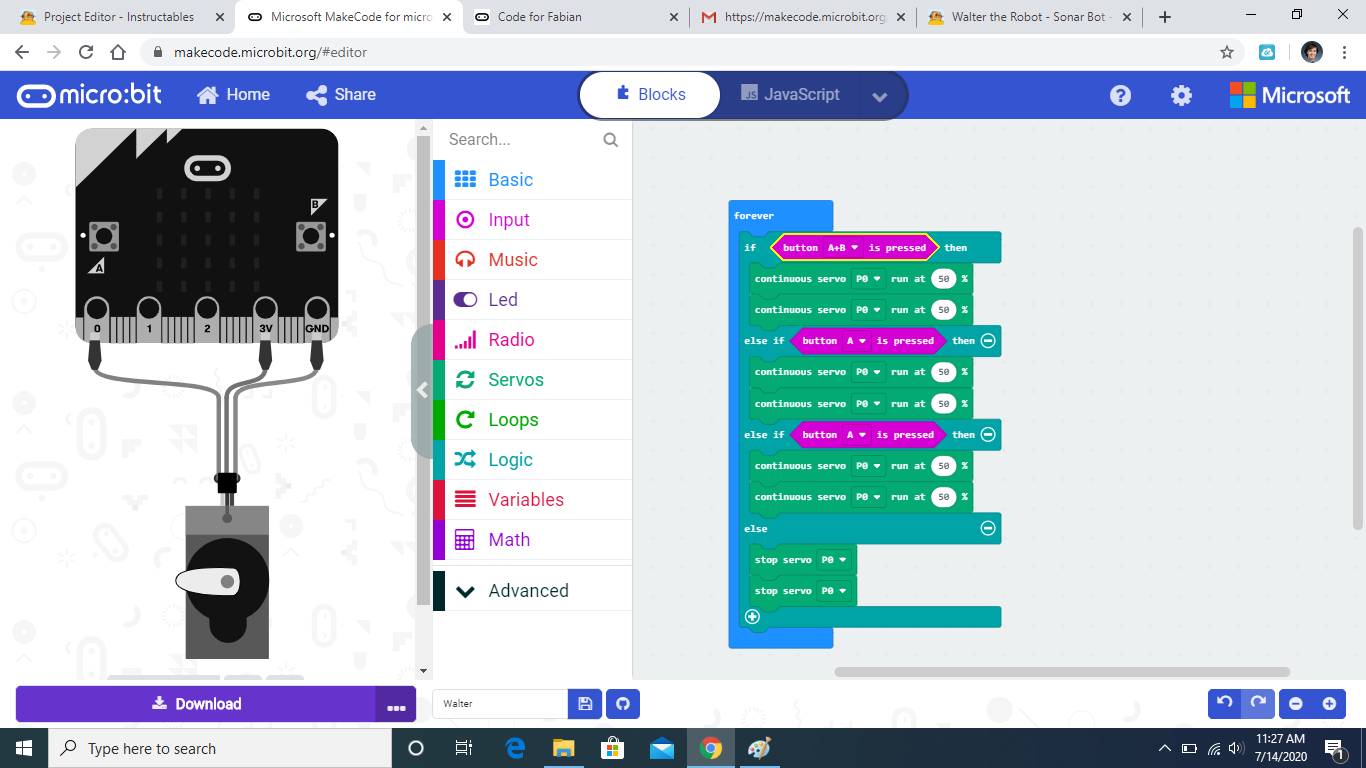 Walter the Microbot Bot Basic Movement : 26 Steps - Instructables