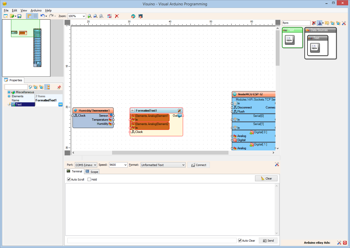 ESP8266 and Visuino: DHT11 Temperature and Humidity Web Server : 12 ...