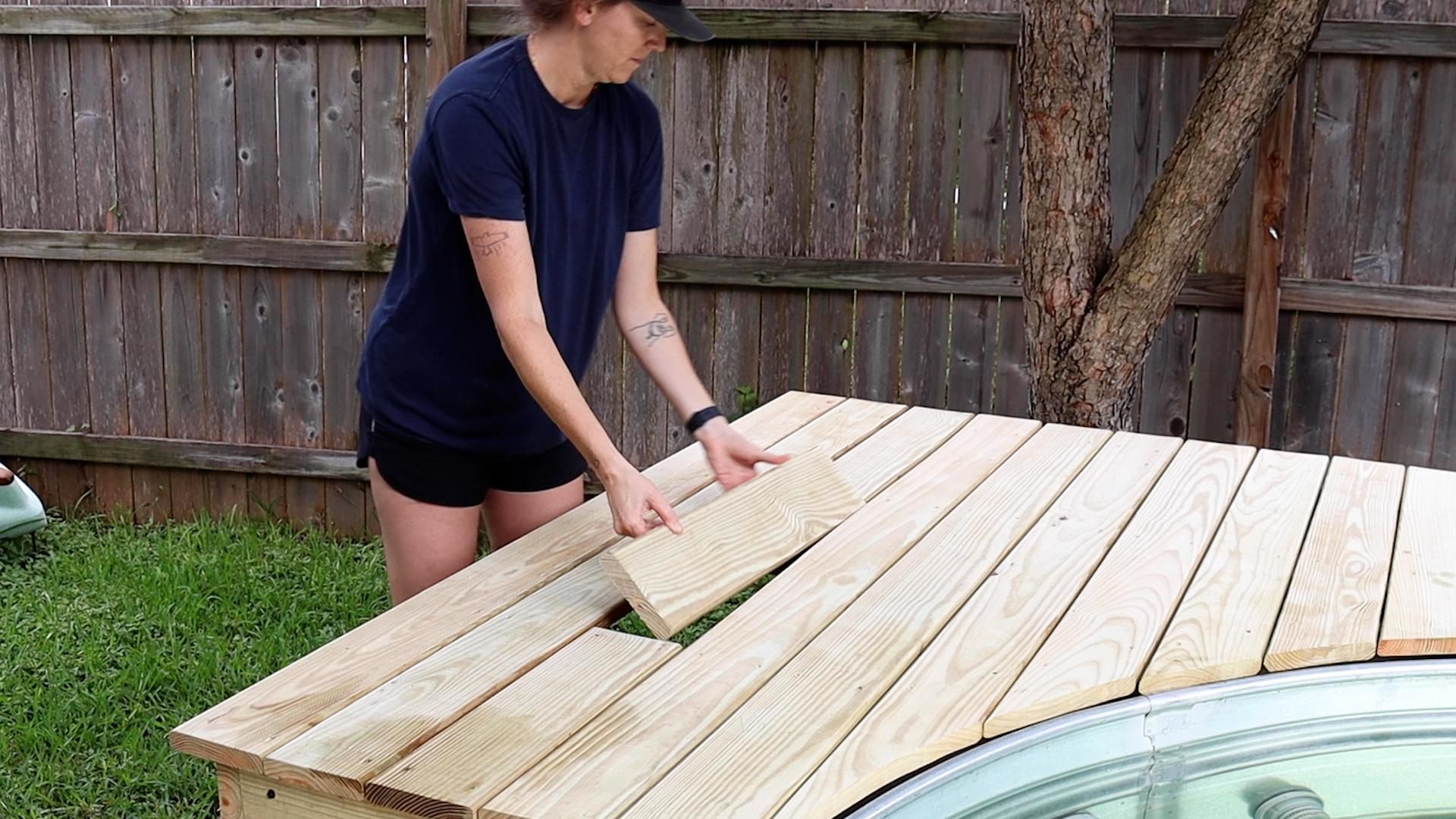 DIY Pool Deck With a Secret Hatch! How to Build a Deck for Your Stock ...