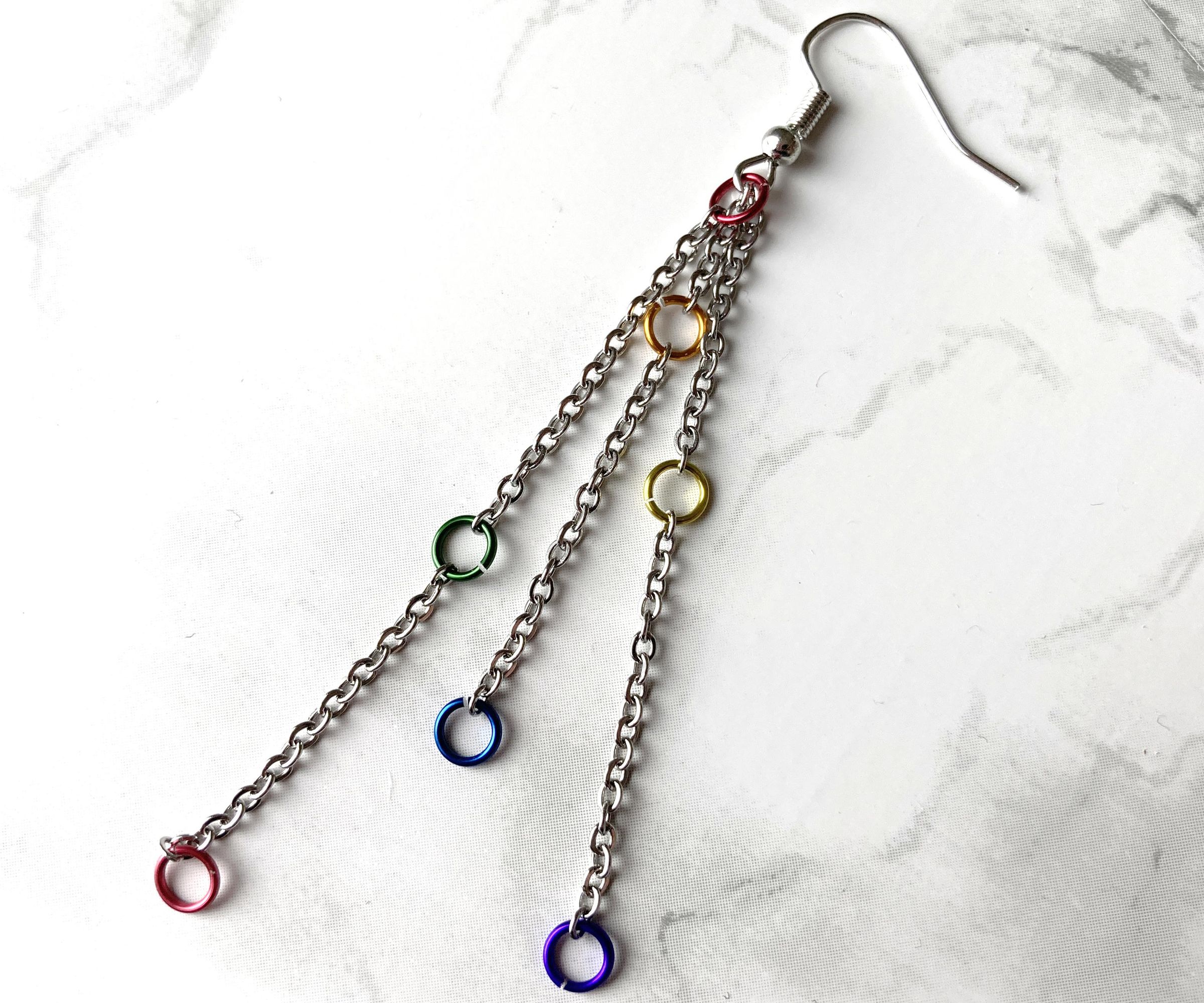 Dangle Rainbow Jump Ring and Chain Earrings : 4 Steps (with Pictures ...