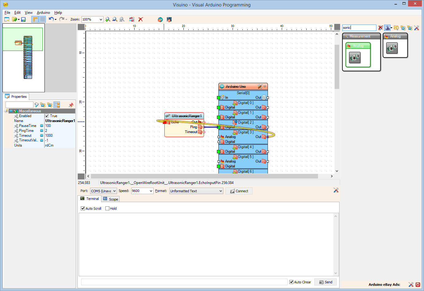 Arduino Nano: Ultrasonic Ranger(Ping) With Visuino : 6 Steps (with ...