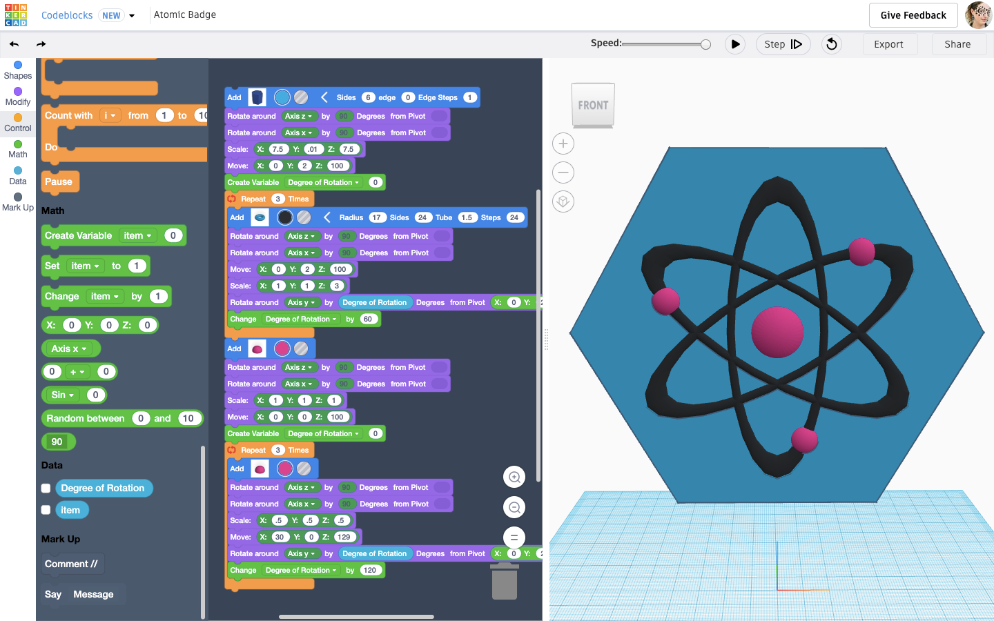 Badges With Tinkercad Codeblocks : 6 Steps (with Pictures) - Instructables
