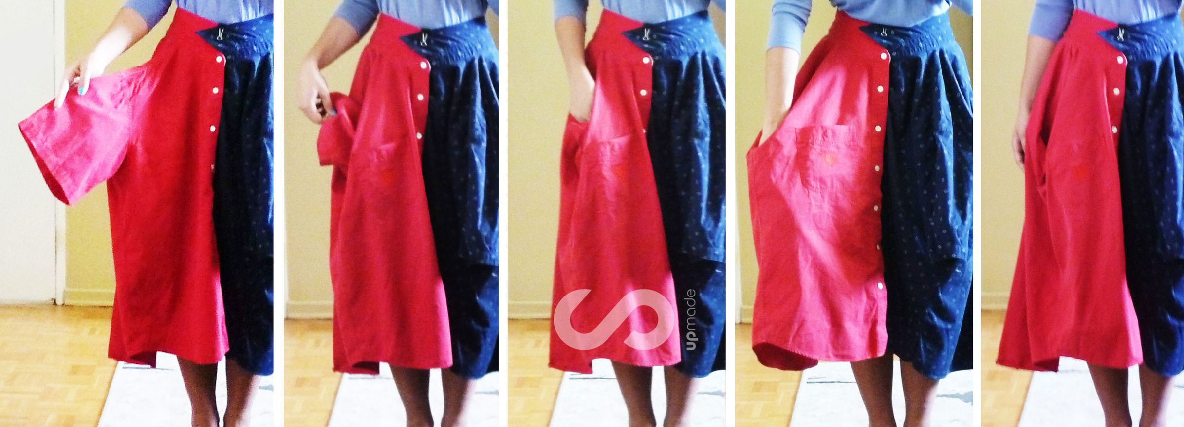 DIY Upcycled Skirt From 2 Men's Shirts - No Waste Tutorial by Upmade ...