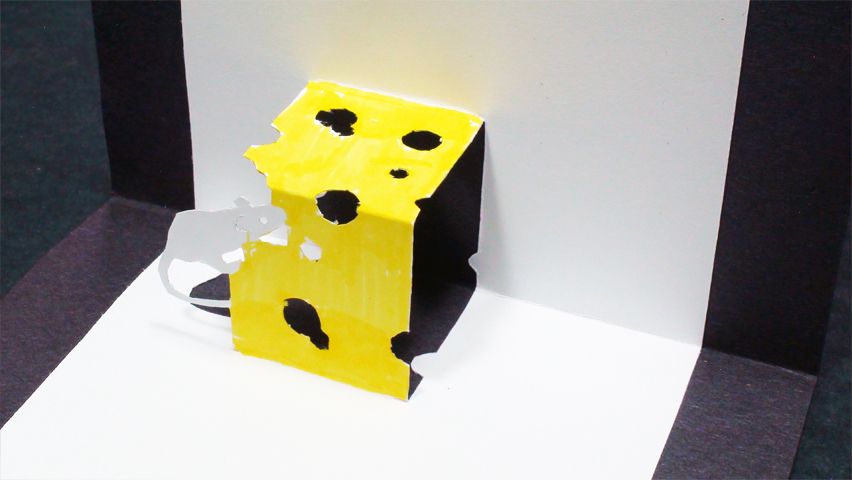 How to Make a Cheese Pop Up Card (Kirigami 3D) Cheesy Mouse Greeting ...