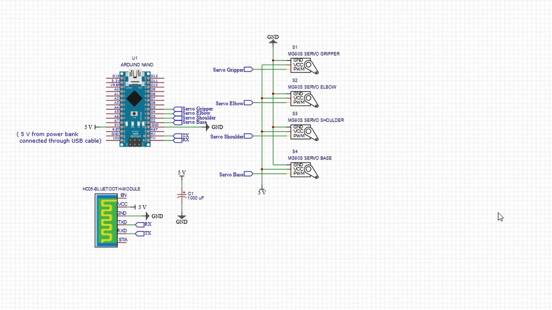 DIY | Smartphone (Bluetooth) Controlled Robot Arm Using Arduino | HC-05 ...