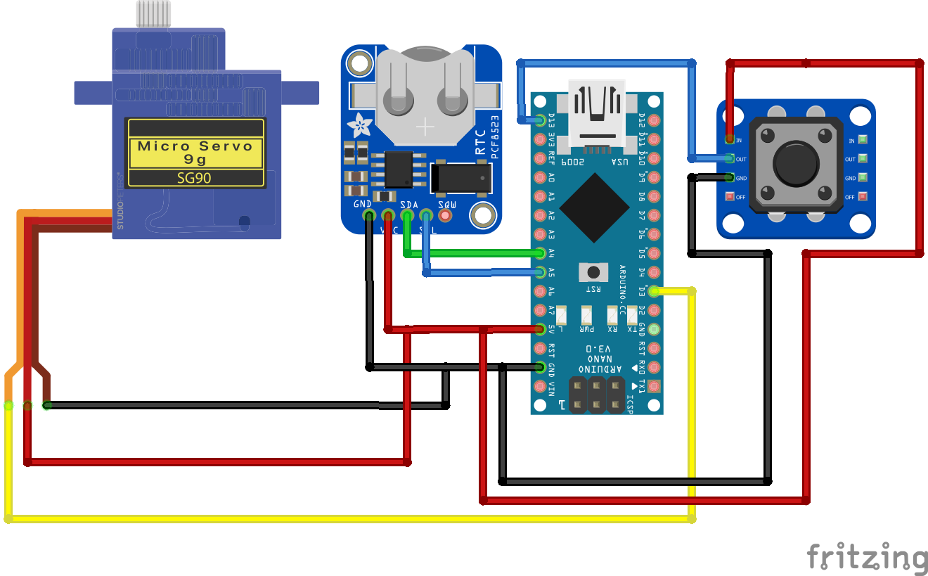 Automatic Dispenser for Feeding Fish Twice a Day, With a Push Button to ...