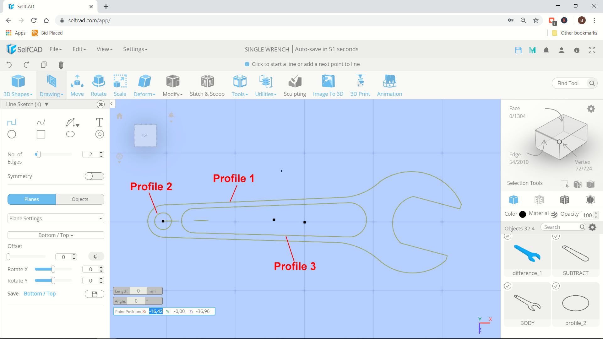 SelfCAD Modeling 3D Single Wrench : 4 Steps - Instructables