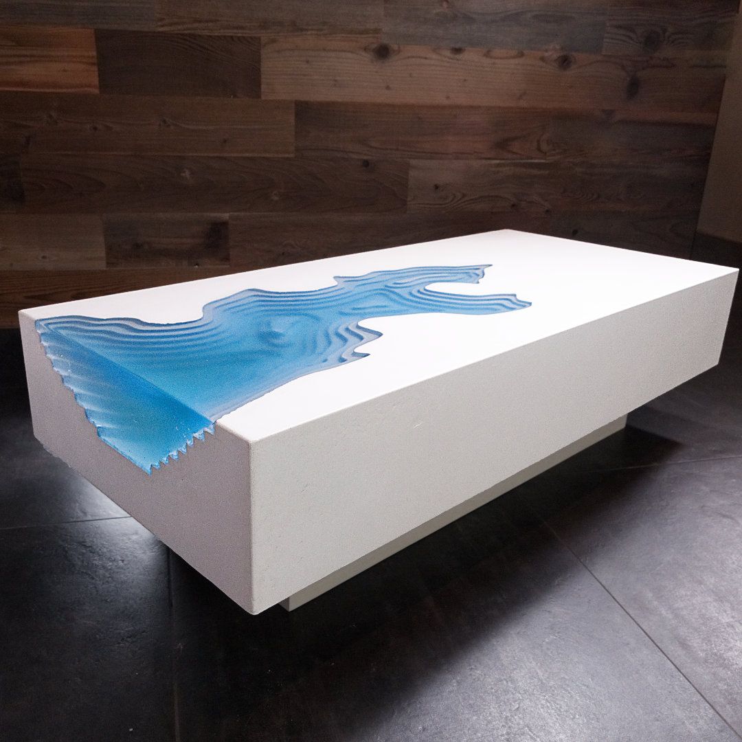 White Concrete & Epoxy "Arctic Erosion" Table : 9 Steps (with Pictures ...