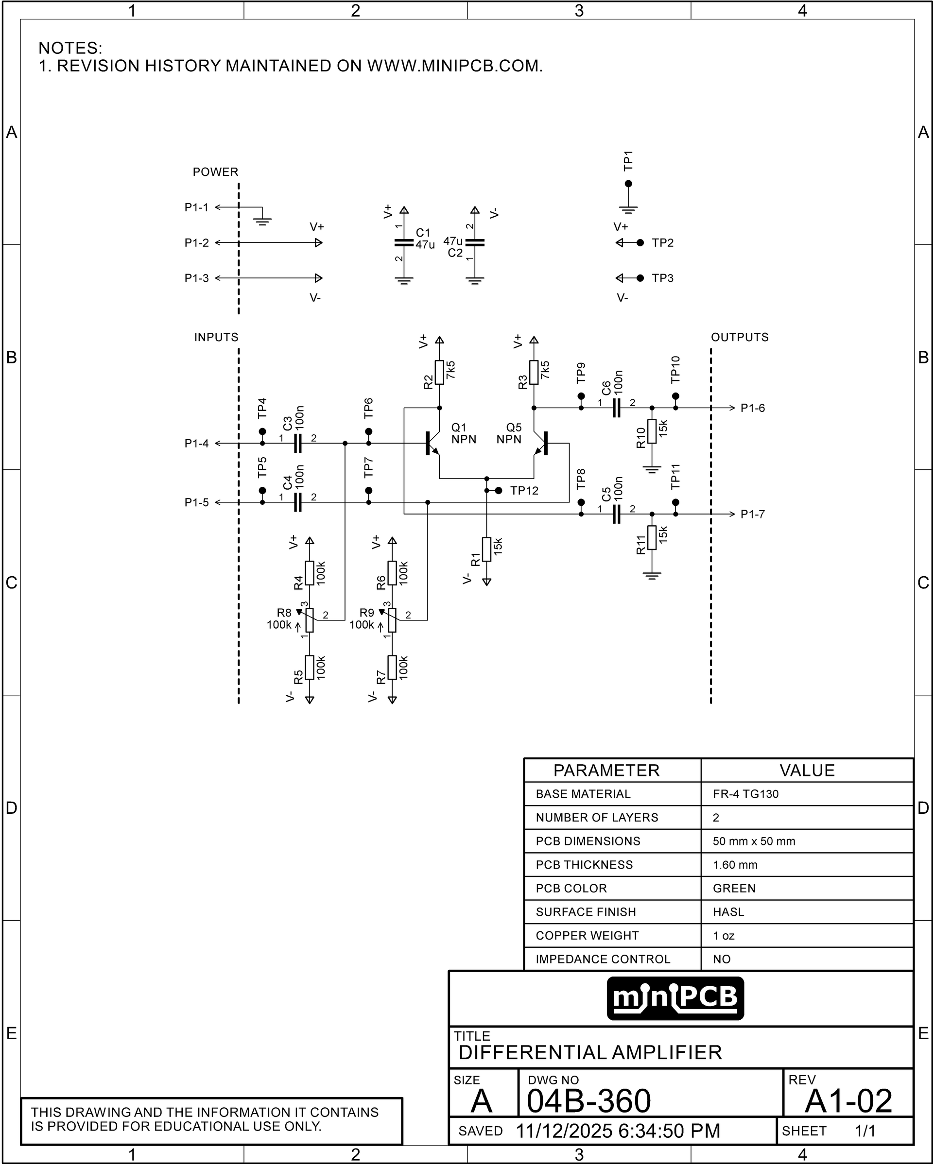 Differential Amplifier, MiniPCB, 04B-360, Rev A1-02 : 3 Steps ...