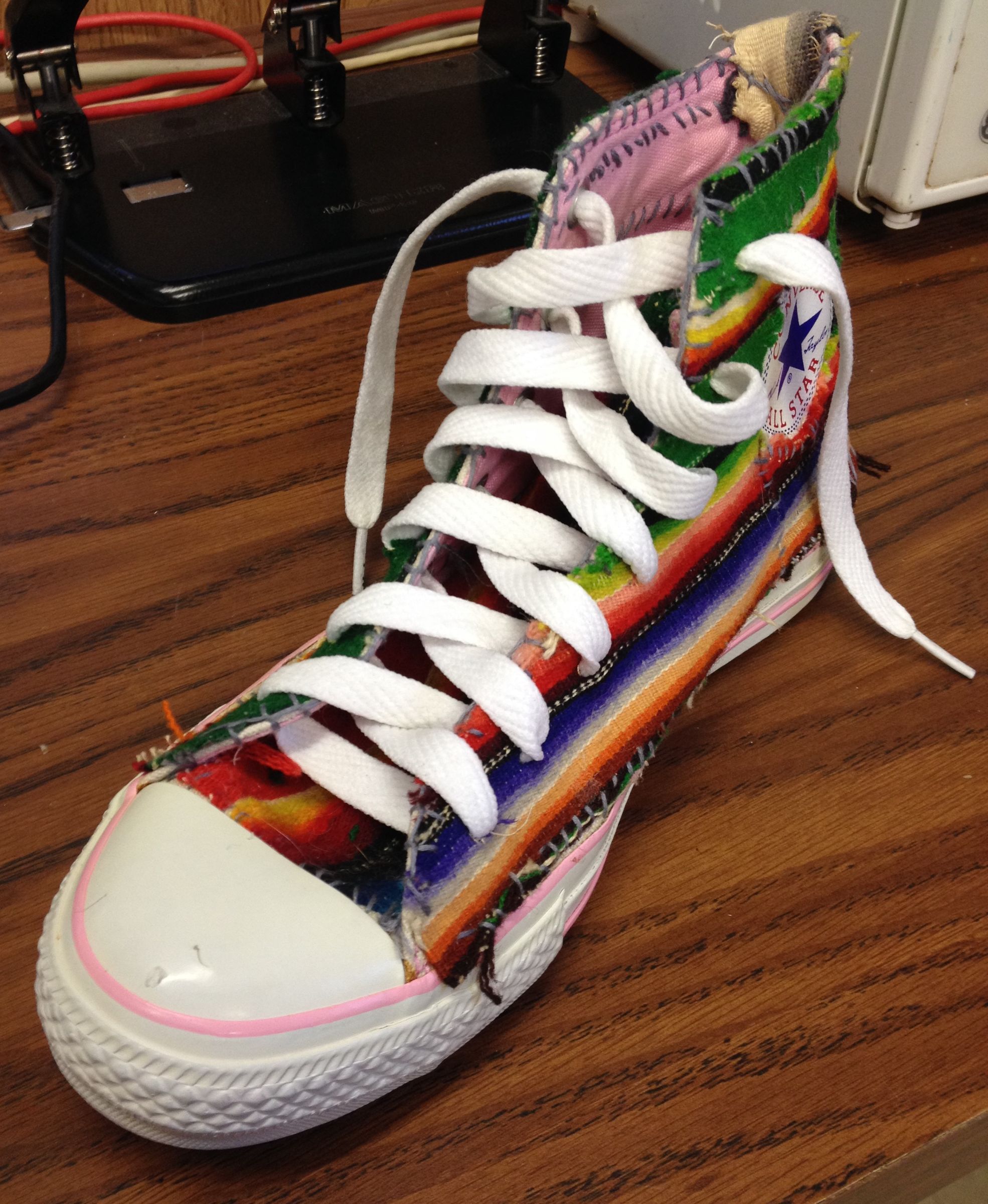 Mexican Blanket Patched and Embroidered Converse High Top Sneakers : 4 ...