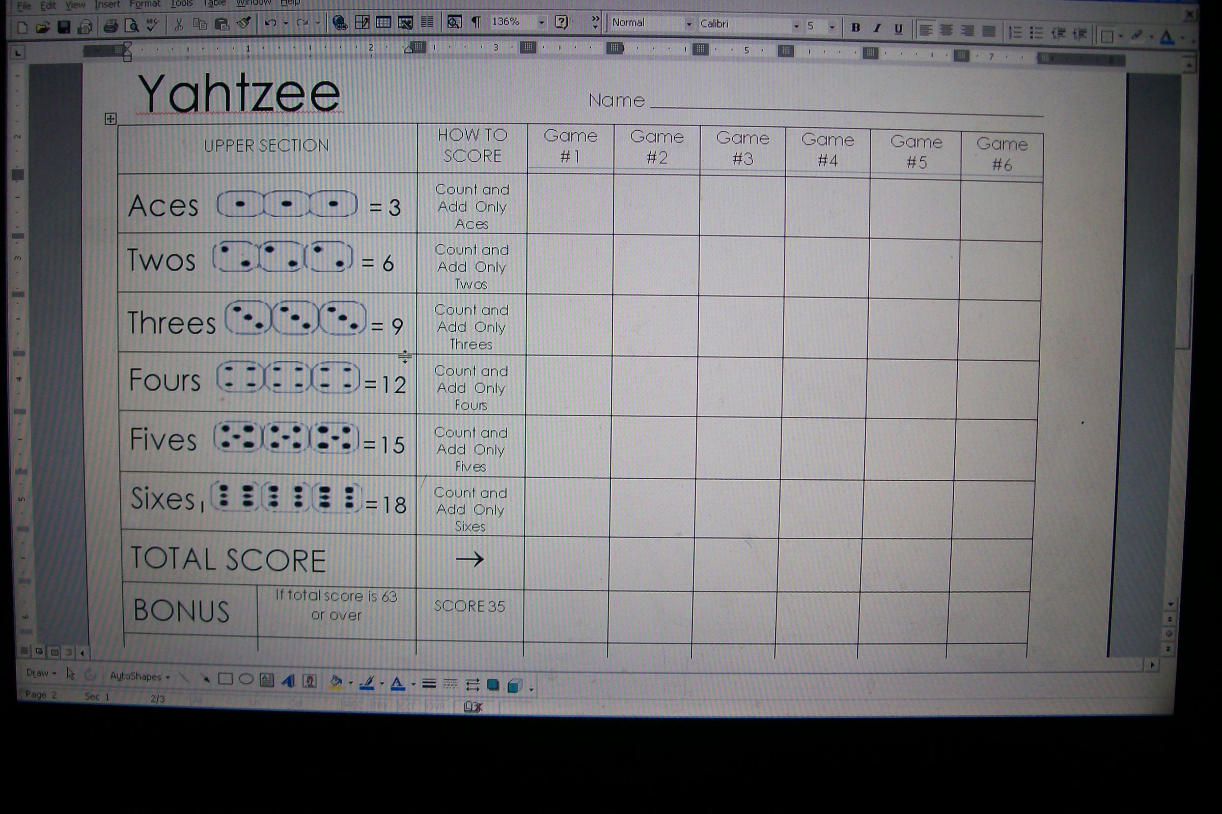 Reusable YAHTZEE Score Sheet : 6 Steps - Instructables