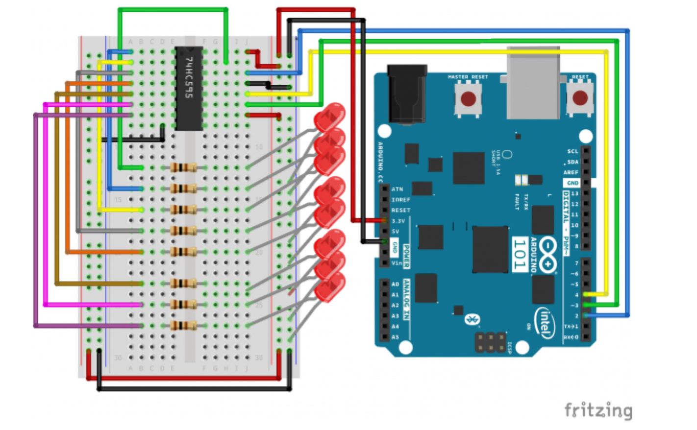 LED Waterfall With a Shift Register and Arduino : 4 Steps (with ...