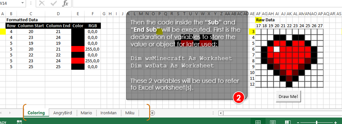 Learn to Code: Pixel Art Drawing With Microsoft Excel : 13 Steps ...