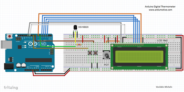 Arduino Digital Thermometer With Ds18b20 5 Steps Instructables