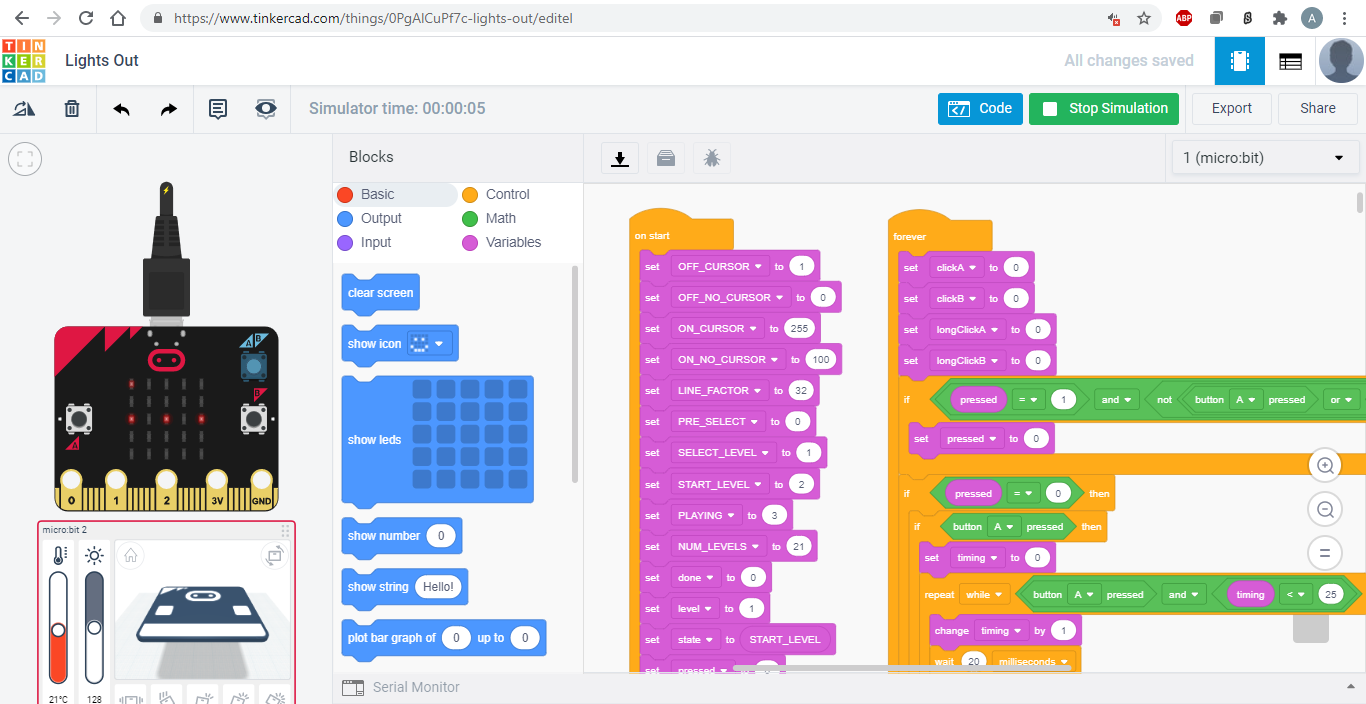 Lights Out Clone for Micro:Bit in Tinkercad : 7 Steps (with Pictures ...