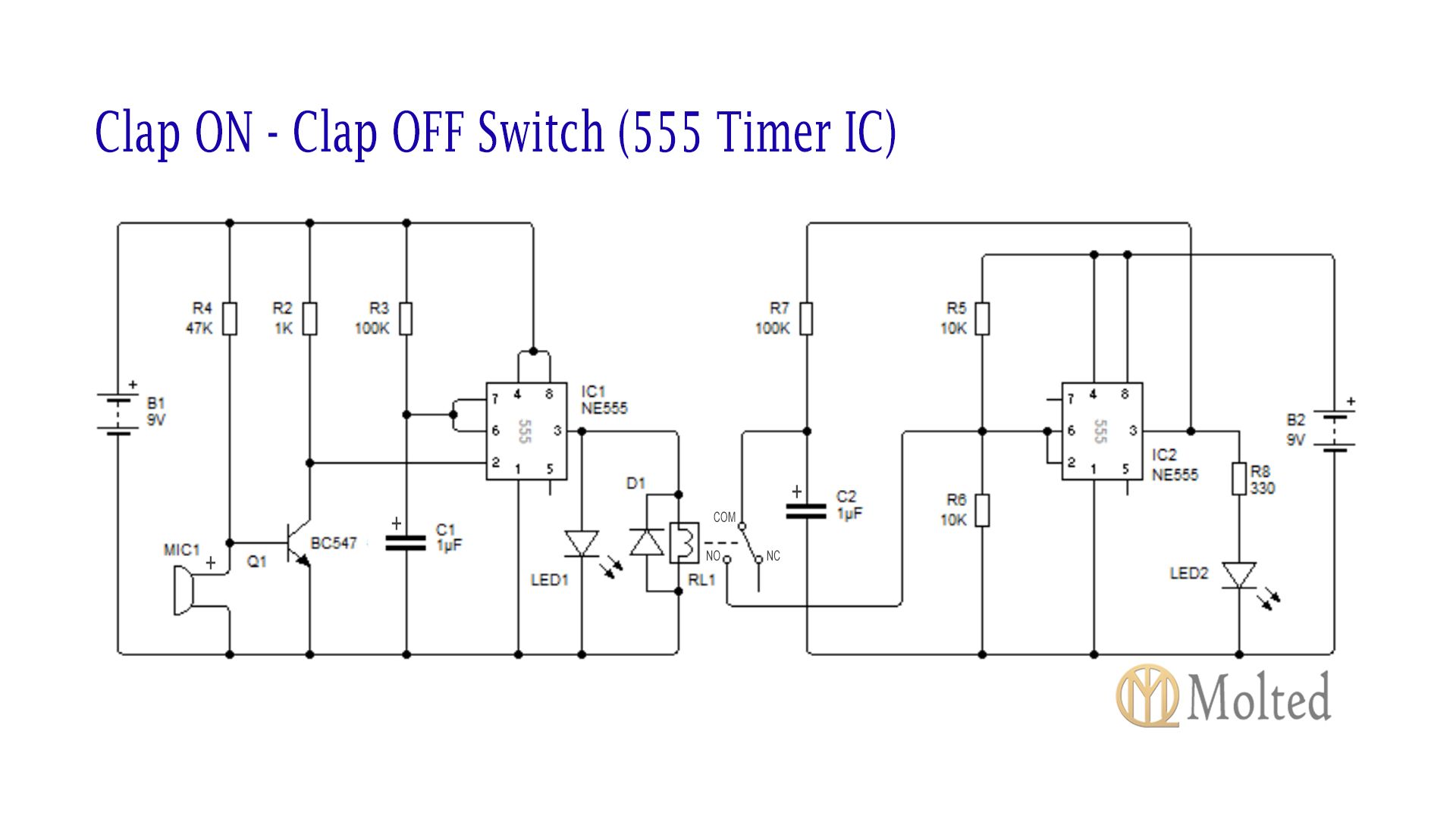 Two Clap ON - Clap OFF Circuits - 555 IC | 4017 IC : 3 Steps ...