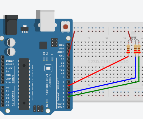 ARDUINO UNO - Commom Anode RGB LED 3-colour Blink Using Simple Code : 3 ...