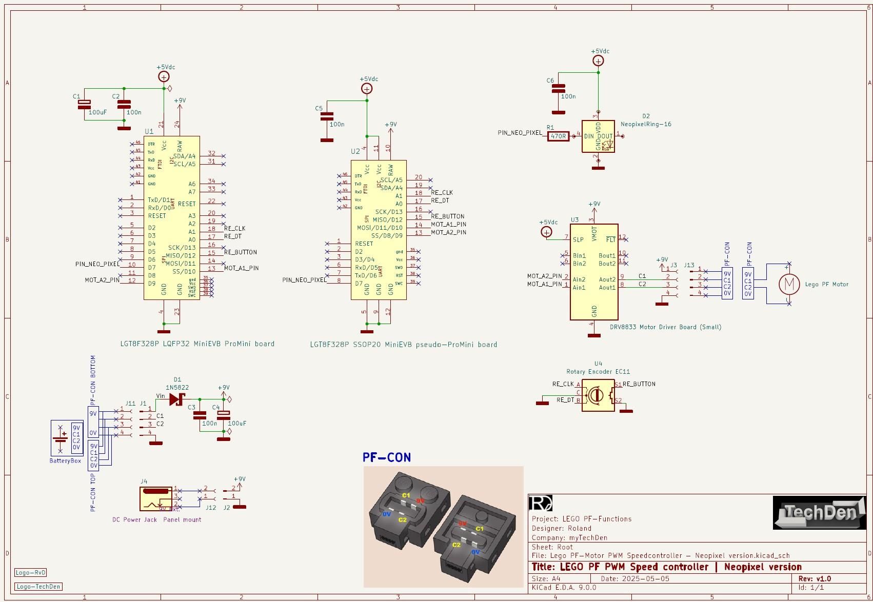 Lego Power Function (PF) Motor Speed Controller With a 16 LED Neopixel ...