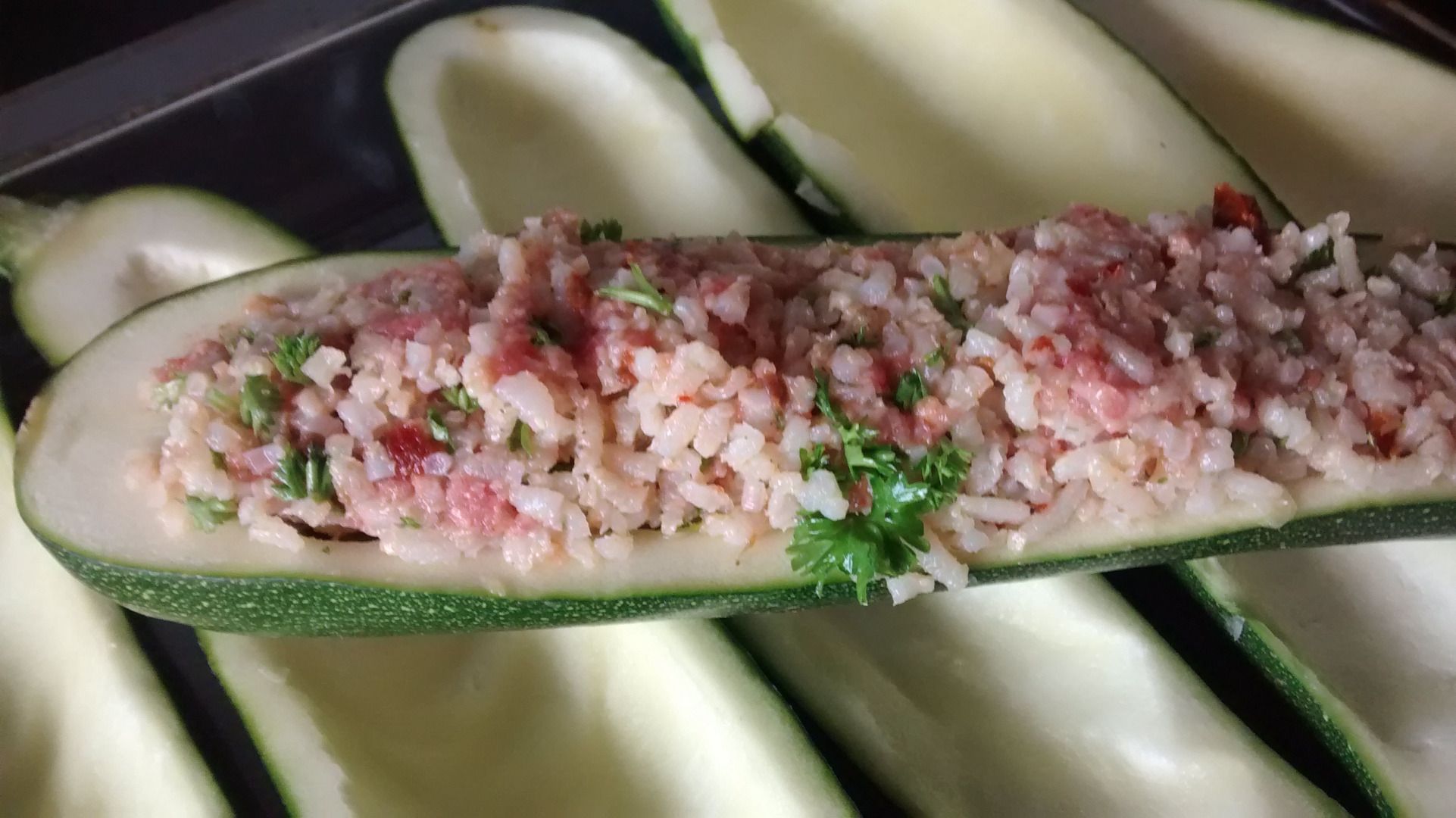 Baked Zucchini With Meat, Rice, Dried Tomatoes and Parsley Filling : 8 ...