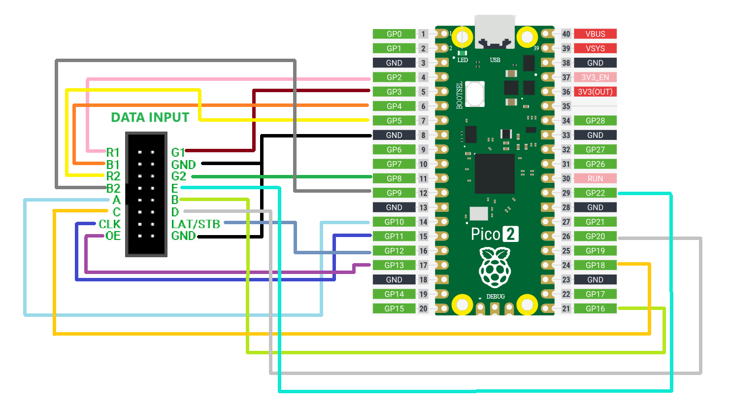 64x32 Matrix Panel Setup With PICO 2 : 12 Steps (with Pictures ...