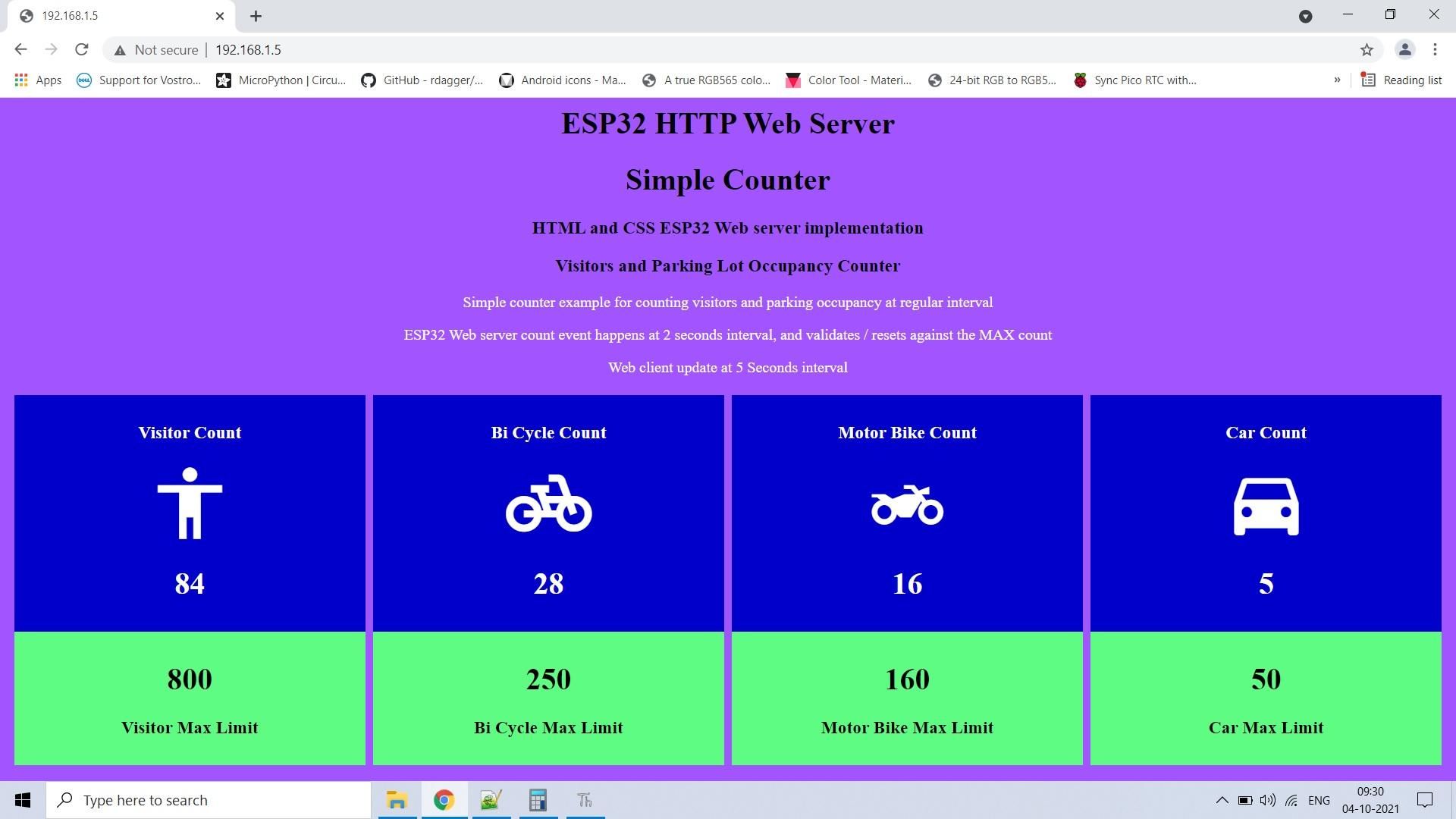ESP32 – HTTP Web Server – HTML – CSS – Simple Counter As the Subject of “Visitors and Parking ...