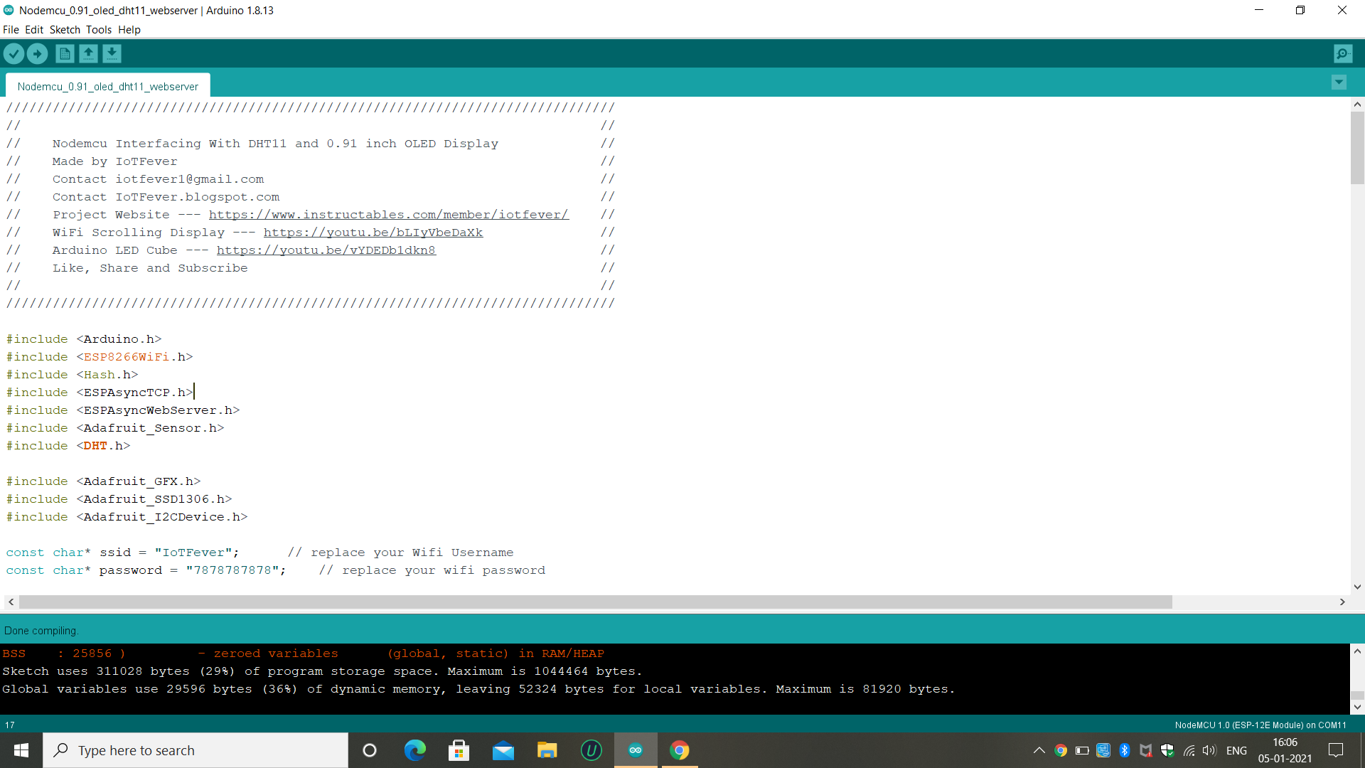 ESP8266 Webserver DHT11 Sensor and OLED Display : 7 Steps - Instructables