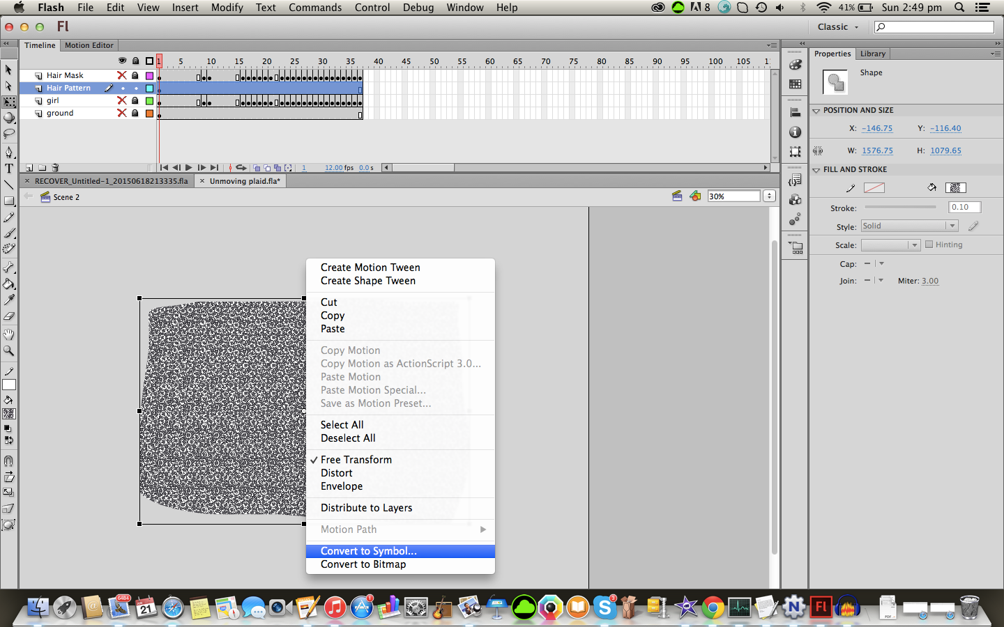 How to Create Unmoving Plaid ('Chowder Style') Animation in Flash CS6 ...