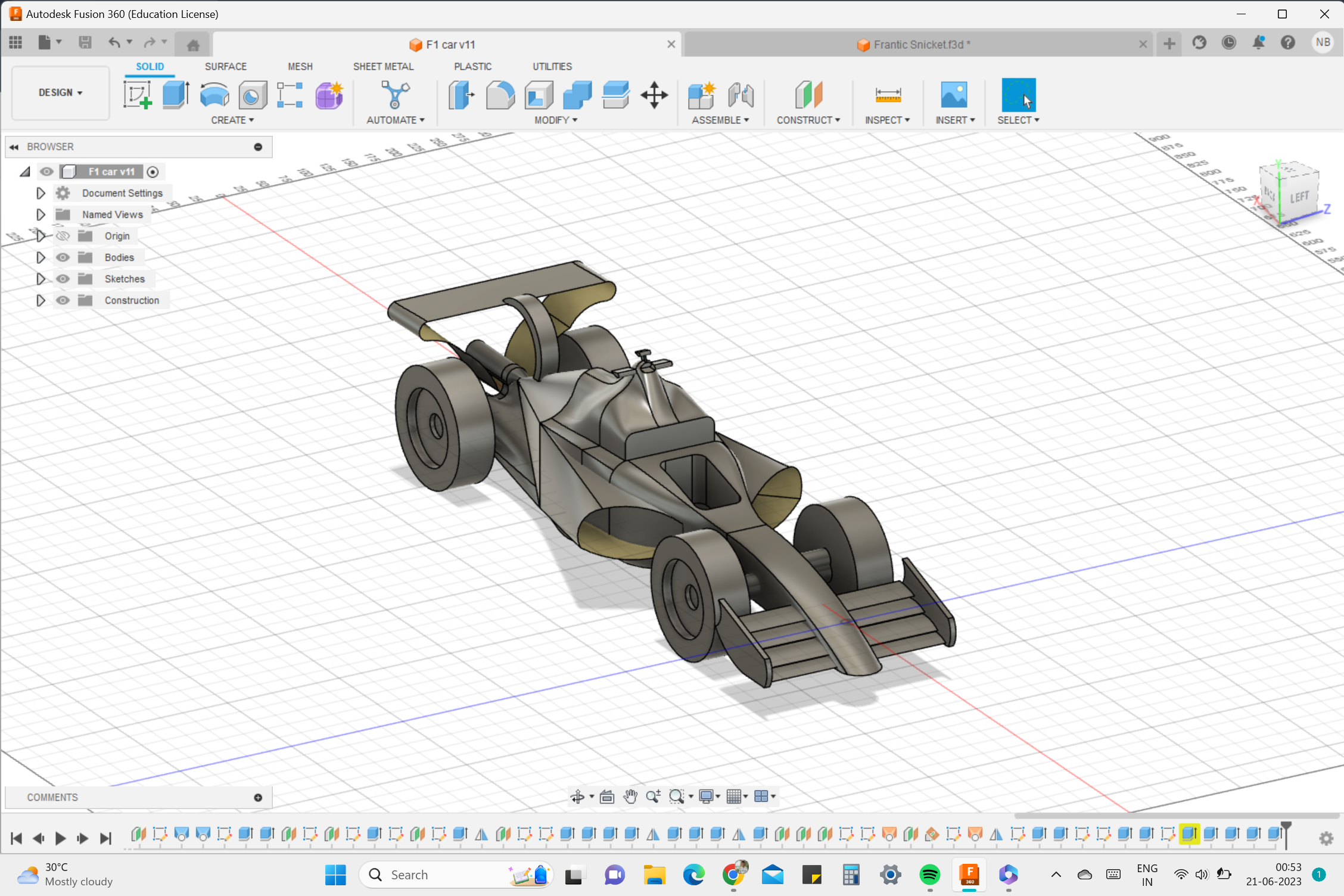 A F1 Car (Formula One) Model in Autodesk Fusion 360 Sent From Tinkercad ...