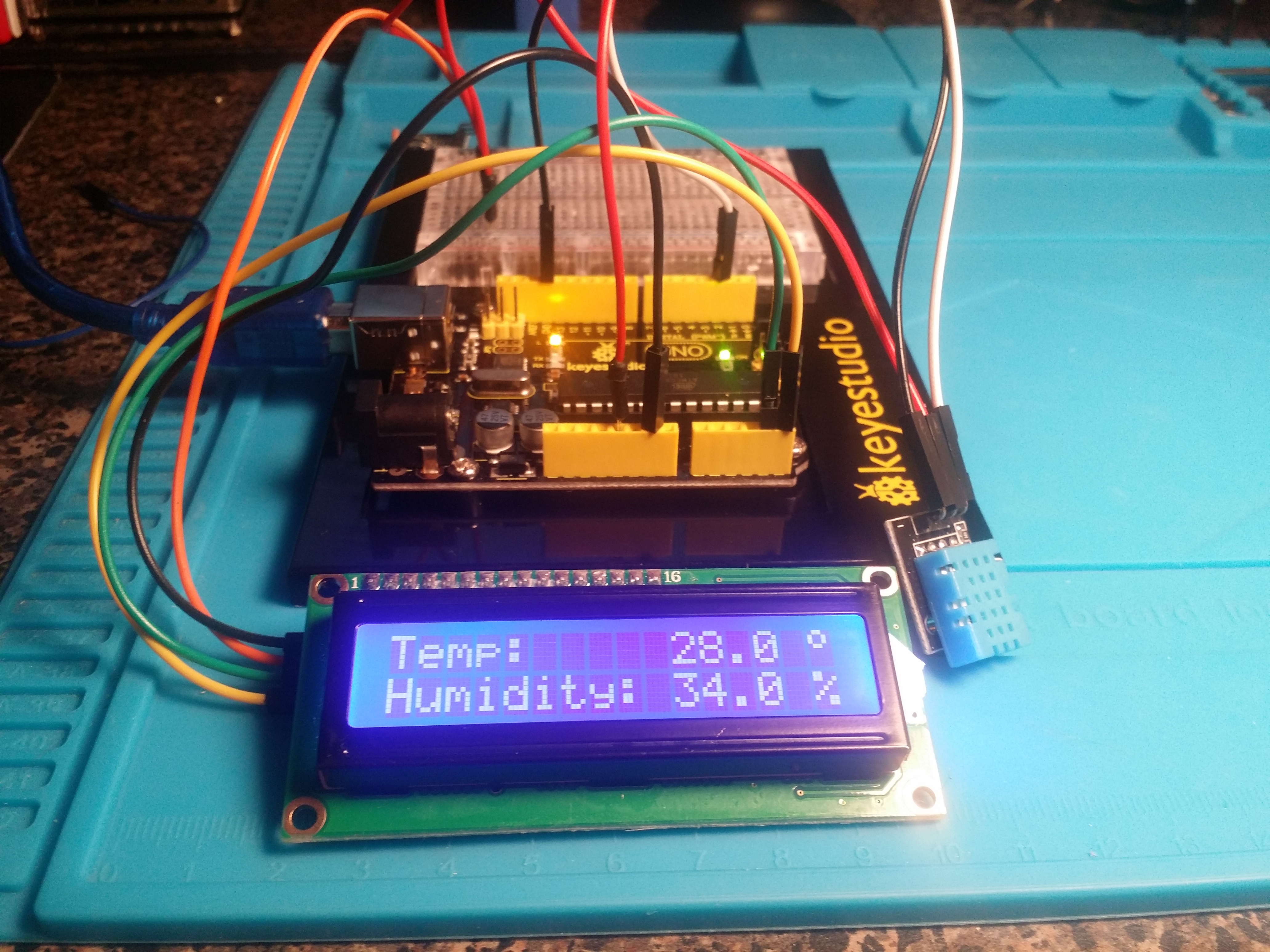 Arduino Nano: DHT11 Temperature and Humidity I2C 2 X 16 LCD Display ...