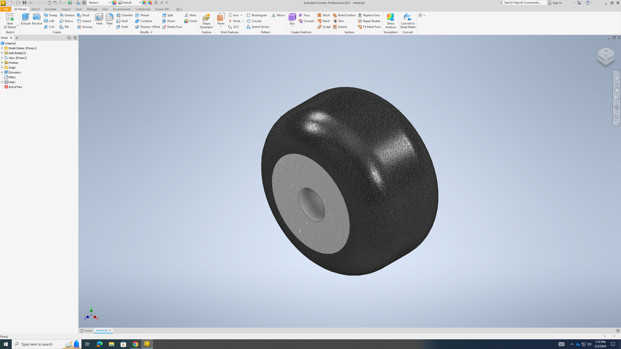 How to Make a 5 Inch Wheel in Autodesk Inventor : 12 Steps - Instructables
