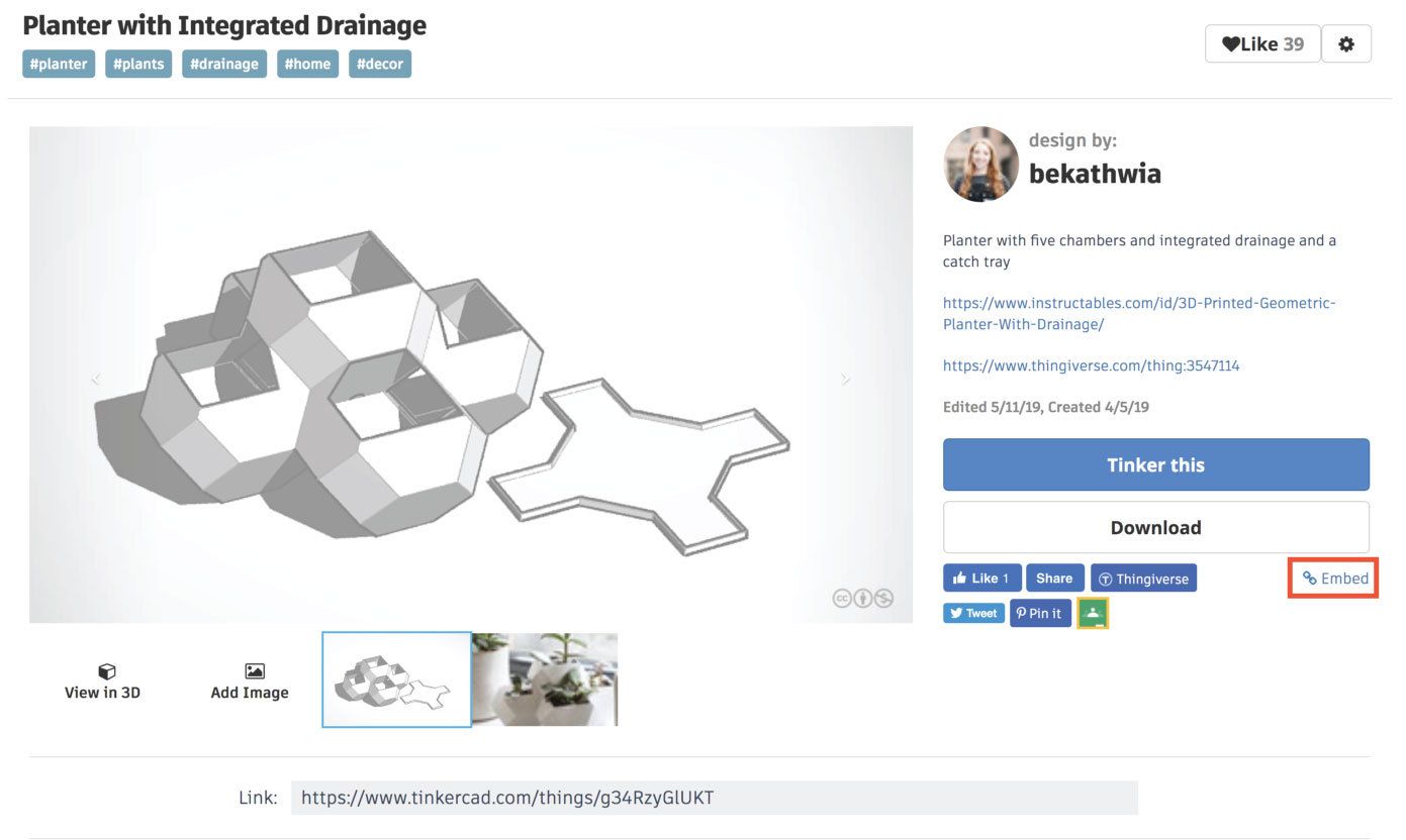 Embed Tinkercad Designs in Instructables : 4 Steps (with Pictures) - Instructables