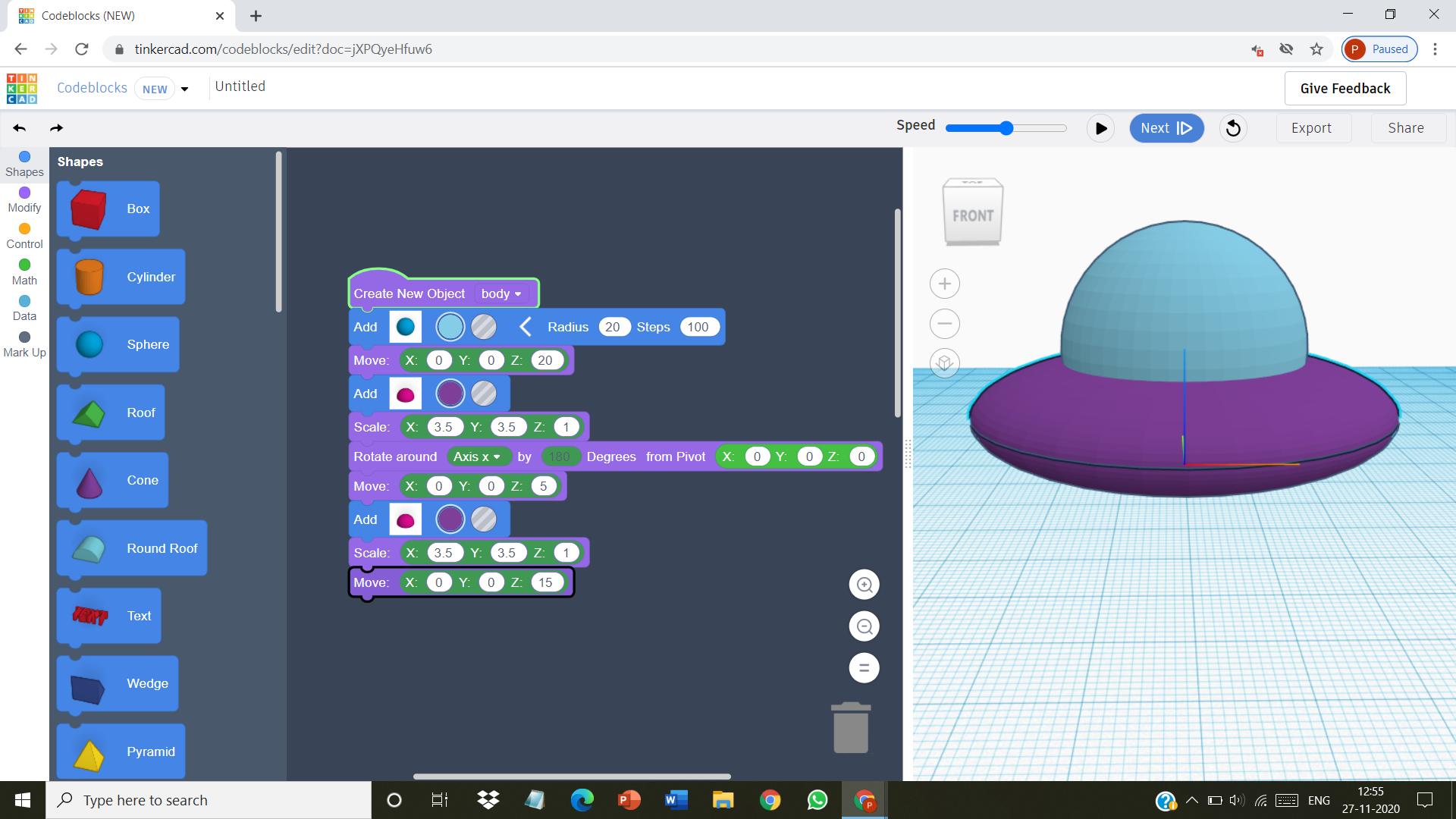 How to Make a 3D Designed UFO With TINKERCAD Codeblocks and How to Use ...