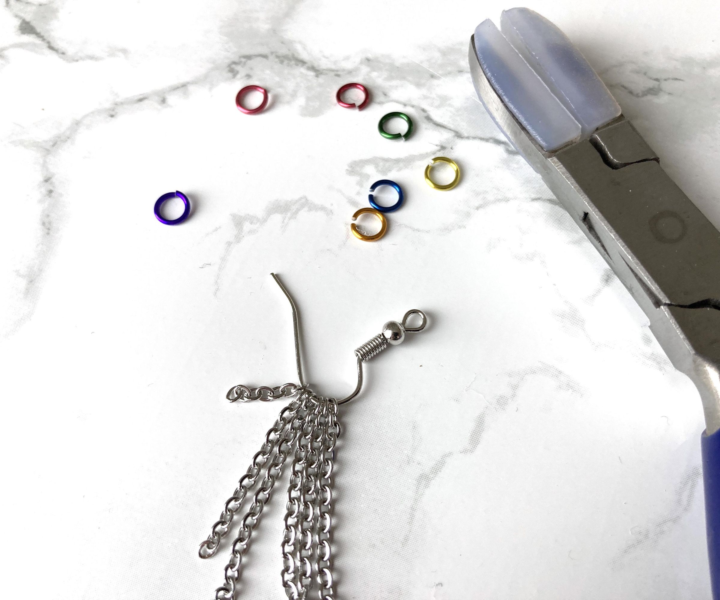 Dangle Rainbow Jump Ring and Chain Earrings : 4 Steps (with Pictures ...