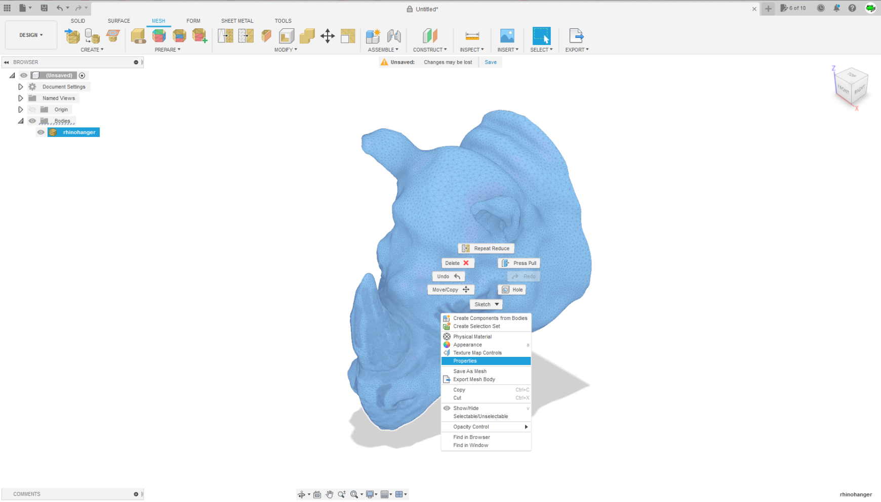 Large STL File Editting With FUSION 360 – Solid Workspace (part 1) : 6 ...