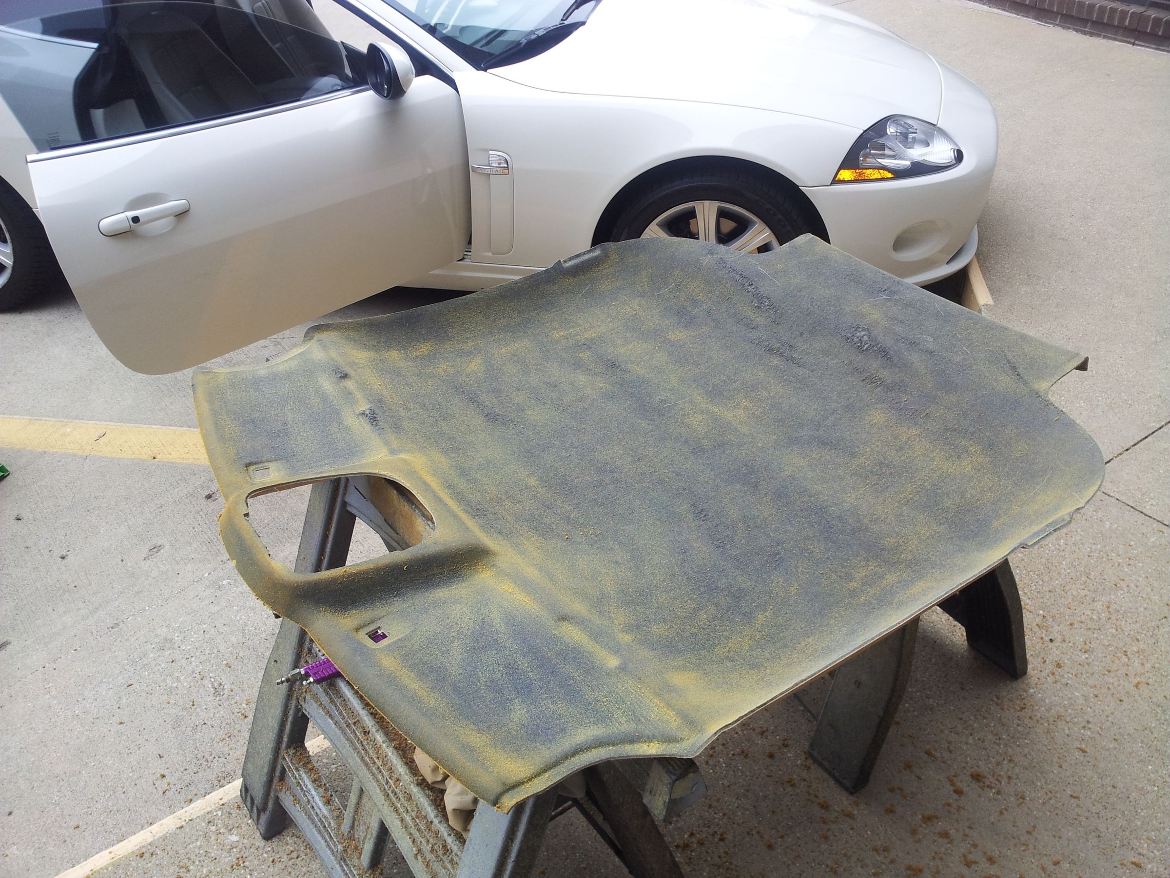 Headliner Repair Using Foam Backing Headliner Material Fabric and ...