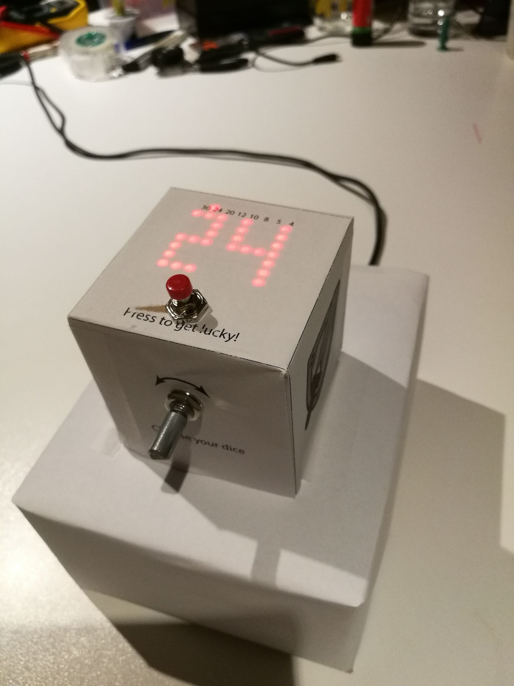 E-dice - Arduino Die/dice 1 to 6 Dice + D4, D5, D8, D10, D12, D20, D24 ...