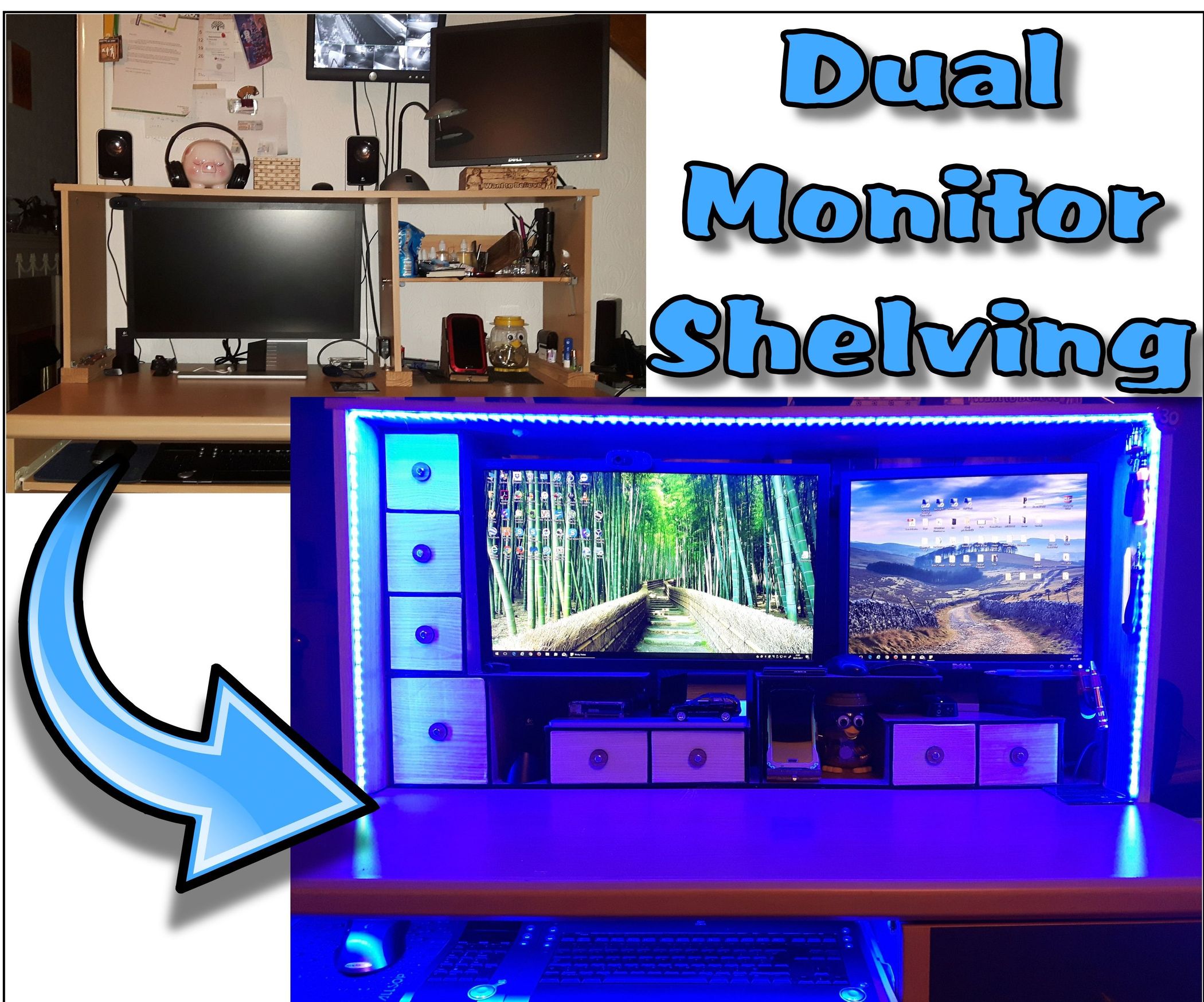 Dual-monitor Shelving Made Out of Spare Laminate Flooring : 7 Steps ...