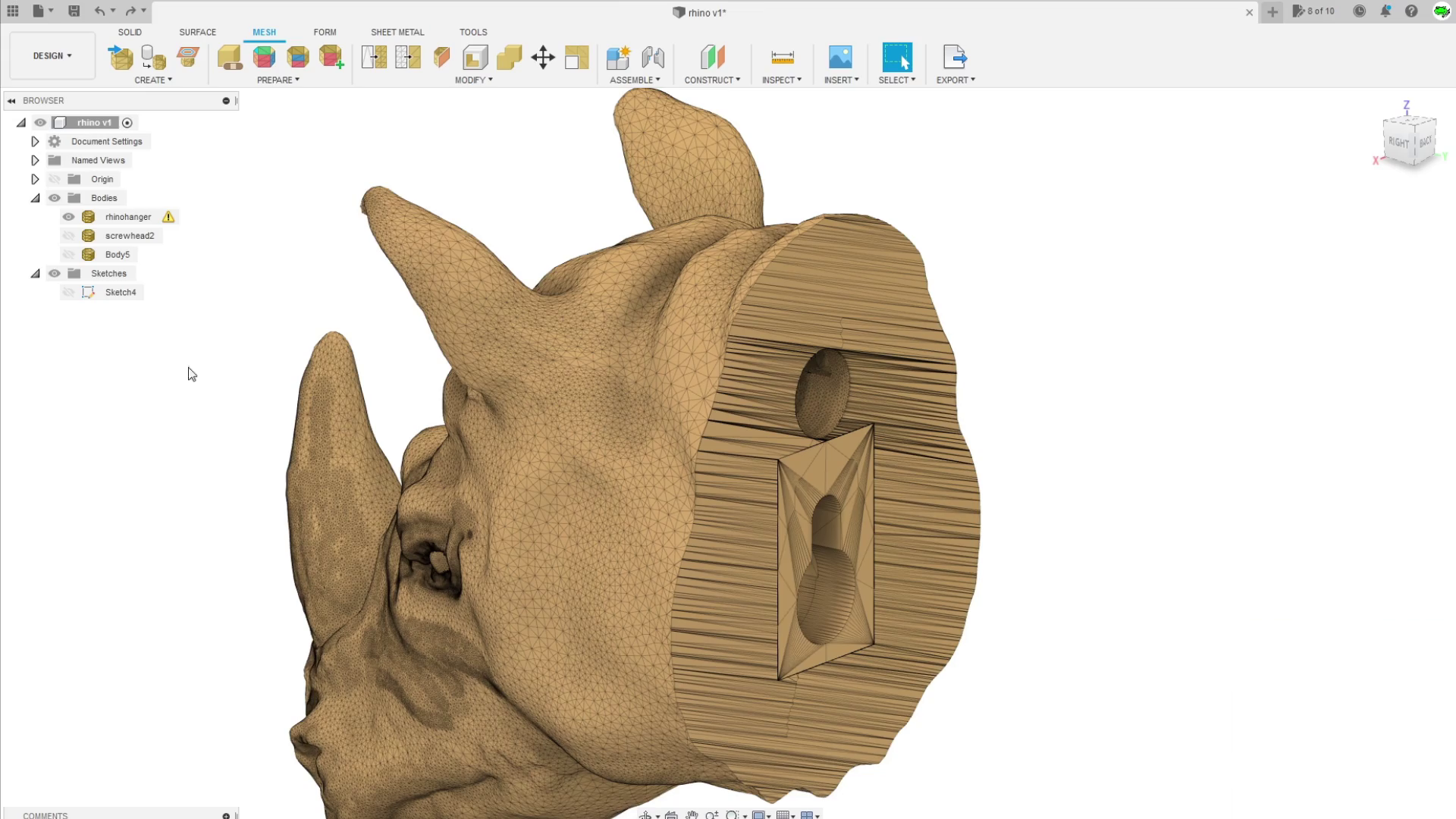 Large STL File Editting With FUSION 360 – Mesh Workspace (part 2) : 6 ...