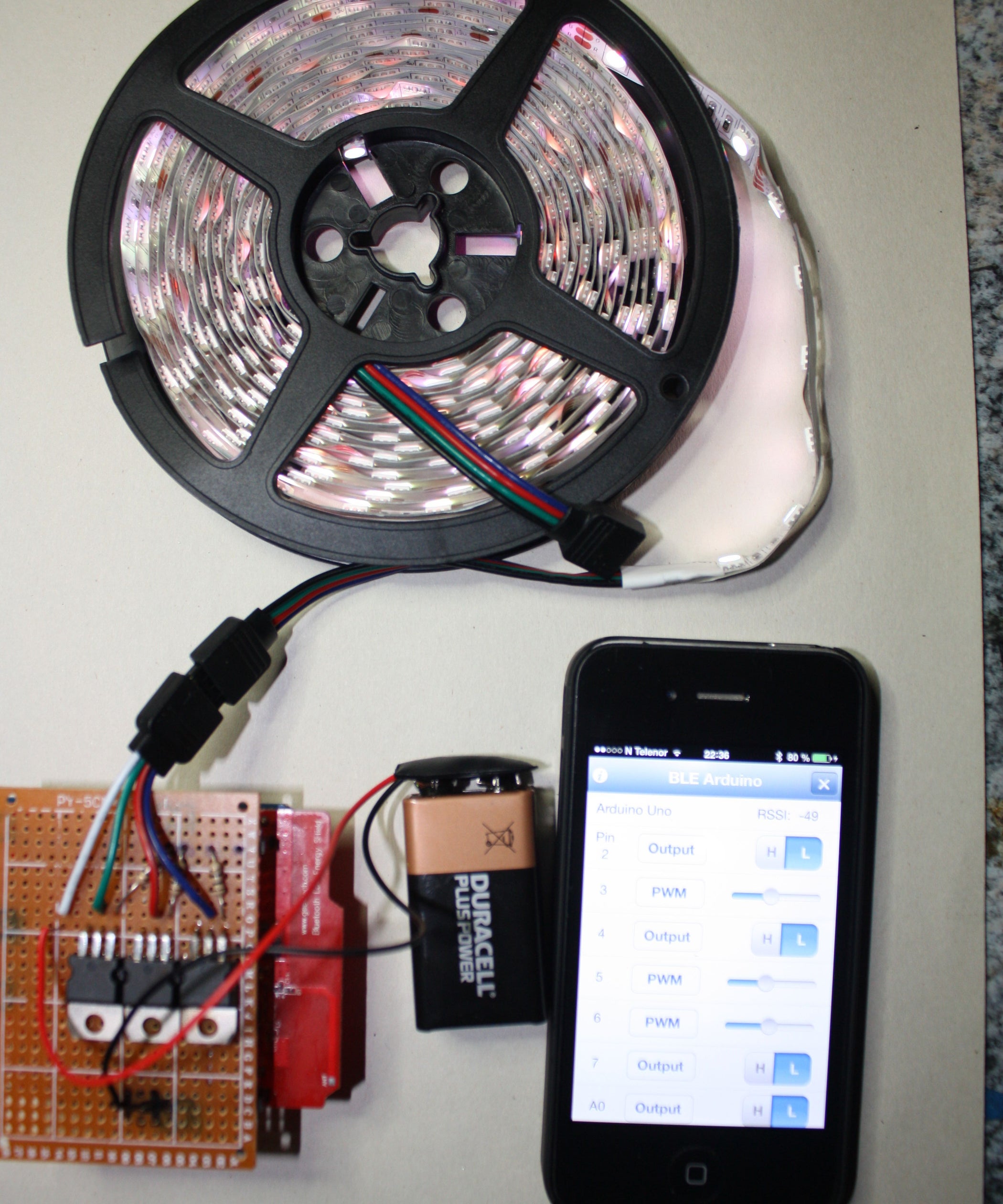 Smartphone Arduino RBL BLE Shield RGB Led Light Controller : 4 Steps ...