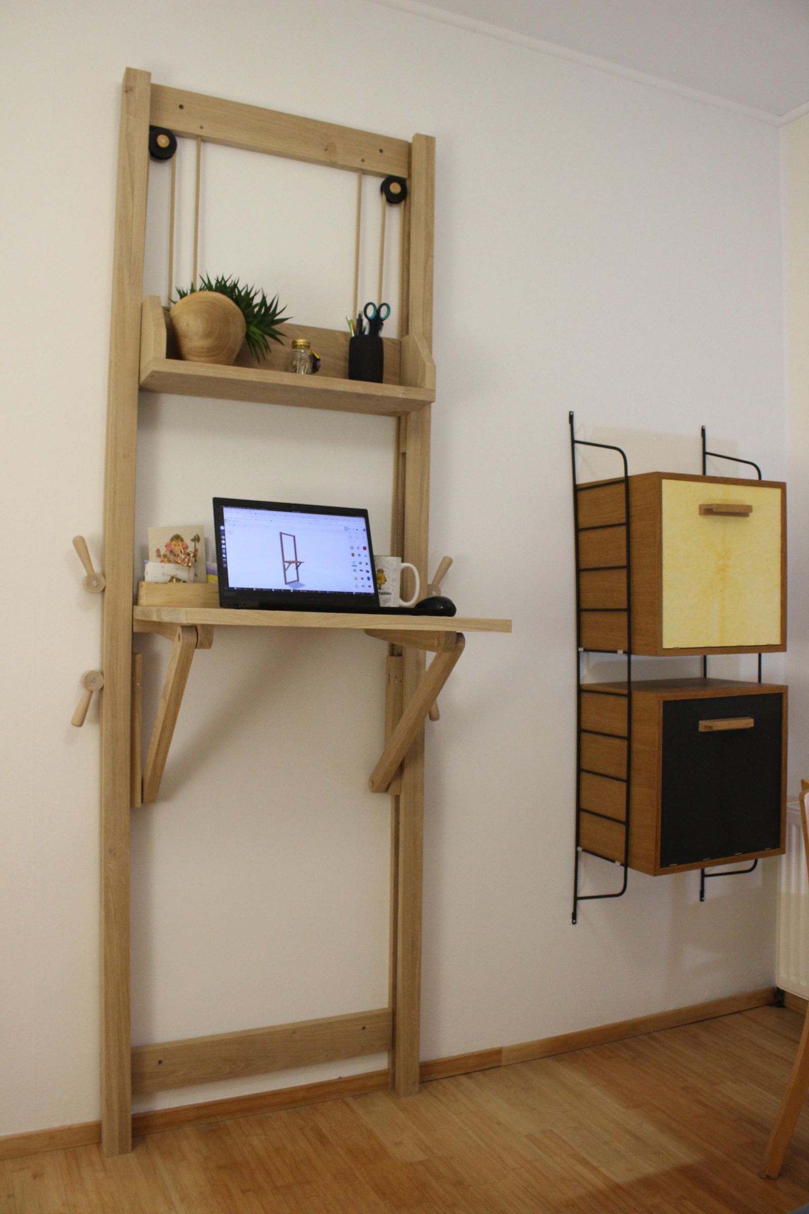 Wall Mounted Folding Desktop - Height Adjustable and Tilting Top : 9 ...