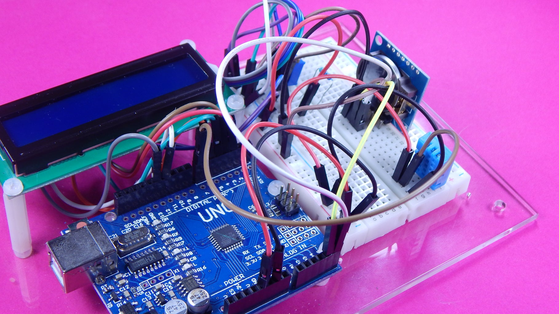 Arduino Lcd Clock Thermometer Humidity Project 7 Steps Instructables