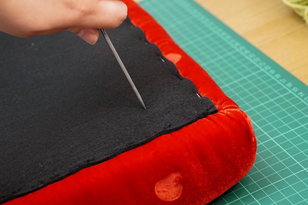 DIY Upholstered Footstool W/ an Embossed Velvet 'Strawberry' Design ...