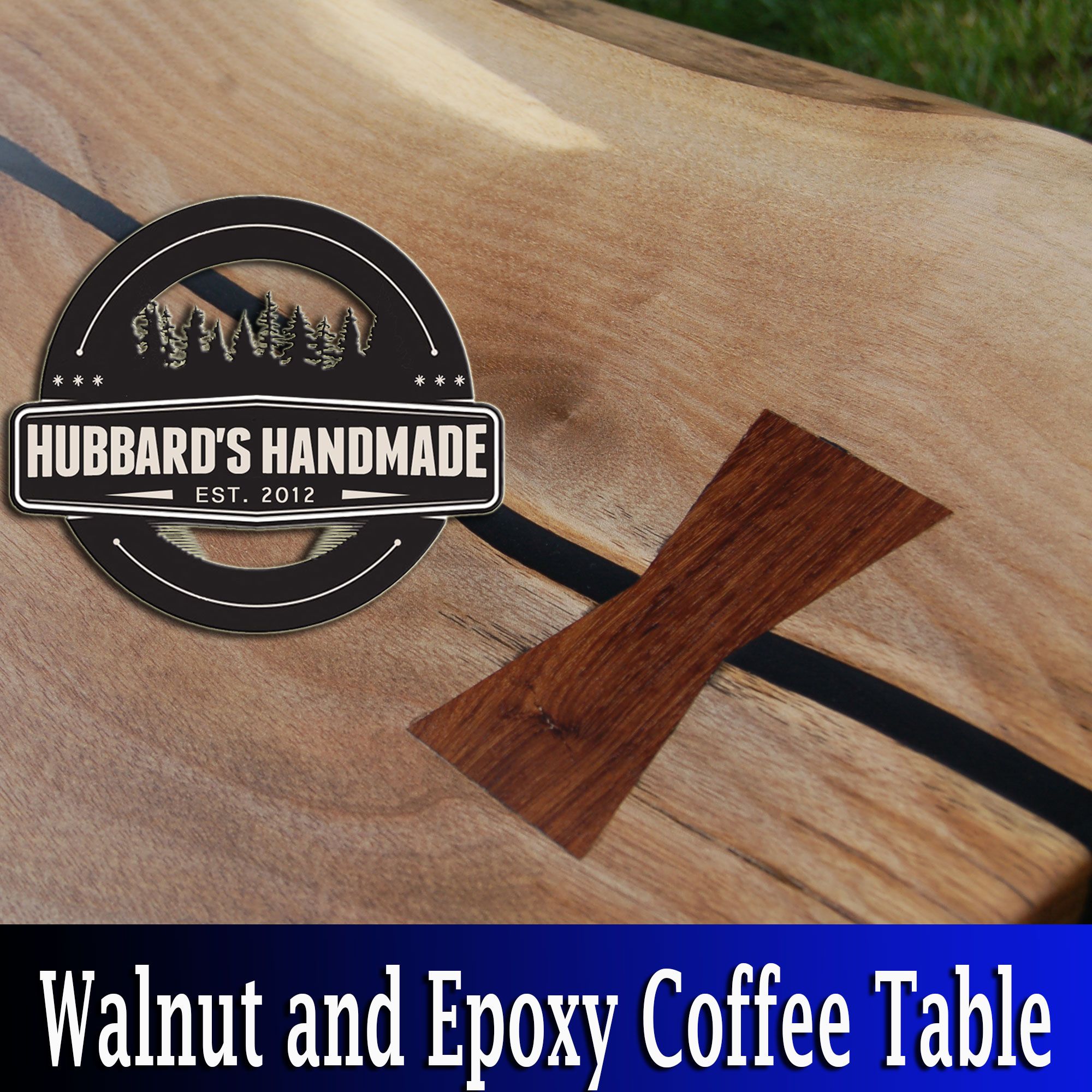 Black Walnut Slab and Black Epoxy Coffee Table (with Cocobolo Bowties ...