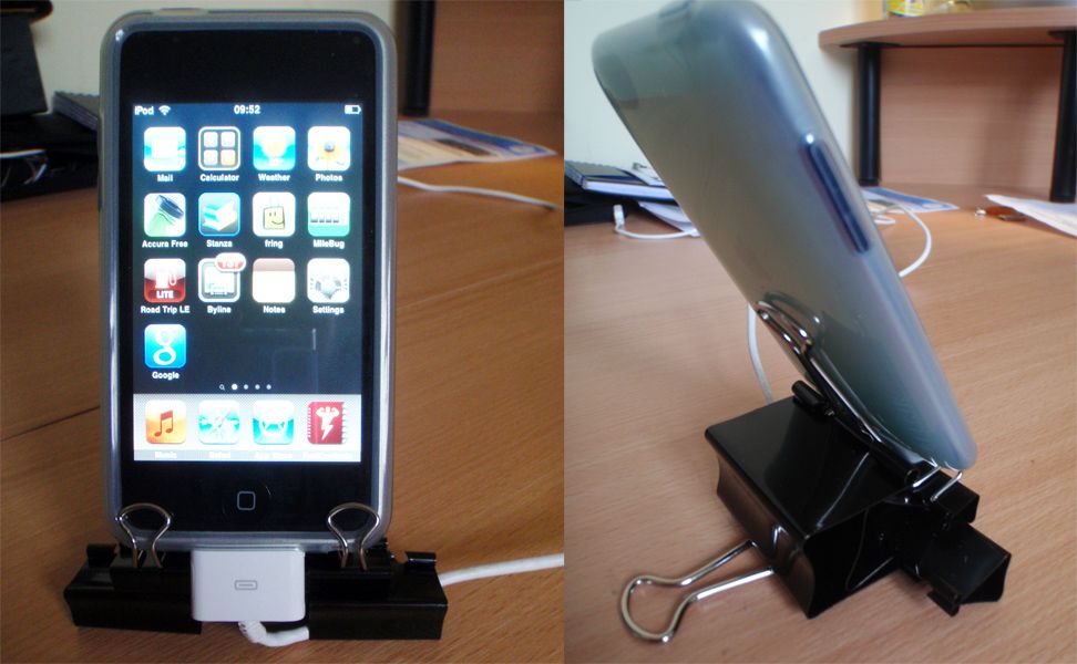 IPhone / IPod Touch Binder Clip Stand With Cable Provision UPDATED : 5 Steps (with Pictures ...