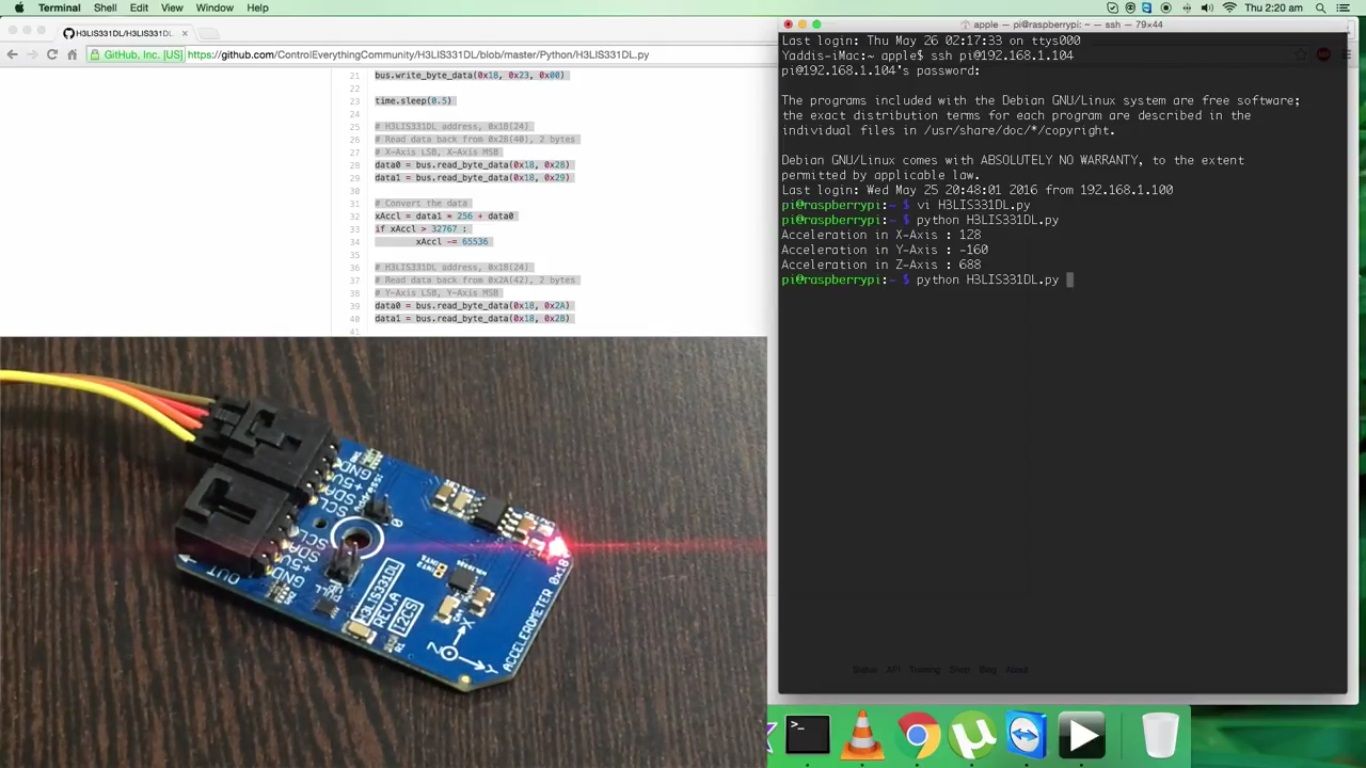 Measurement of Acceleration Using H3LIS331DL and Raspberry Pi : 4 Steps ...