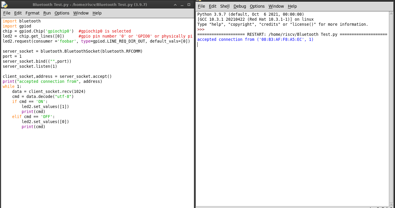 Controlling Led Connected to GPIO Pin Via Bluetooth of VisionFive : 4 ...