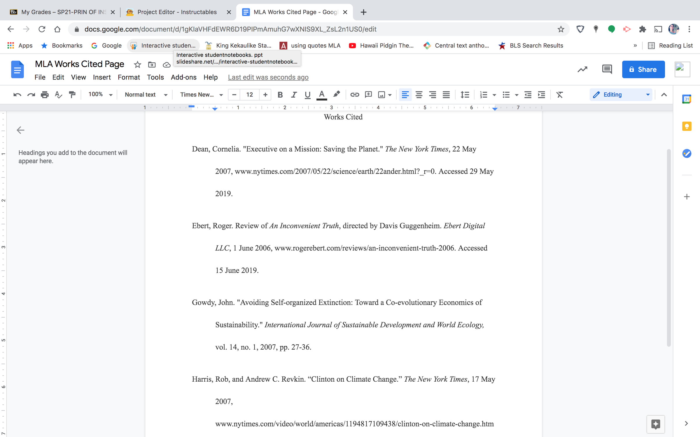 Word Cited Page Examples