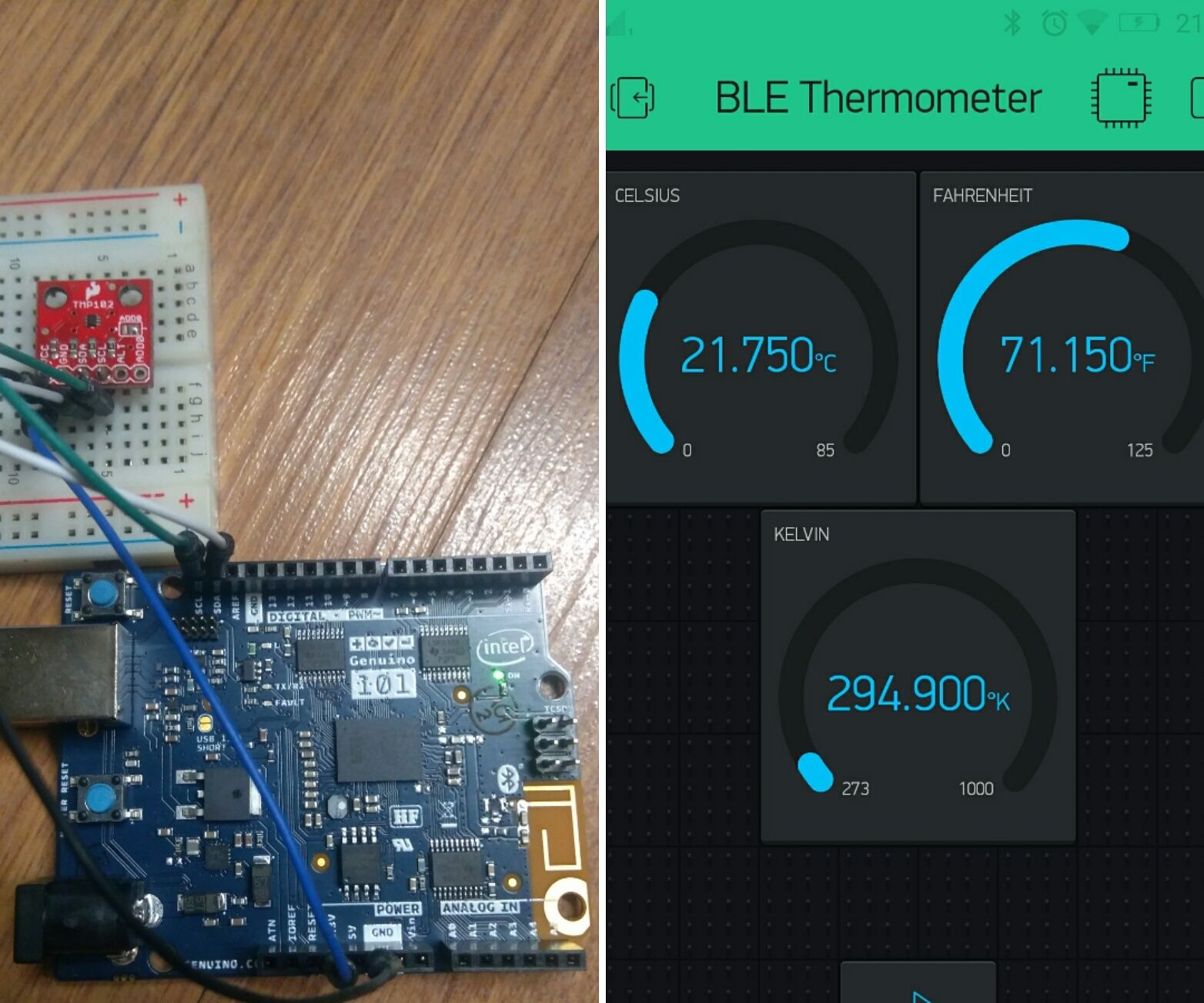 Arduinogenuino 101 Ble Thermometer With Tmp102 And Blynk 6 Steps Instructables 