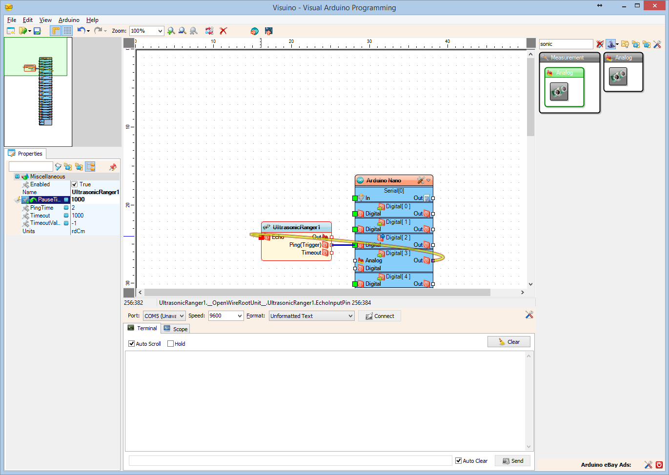 Arduino Nano: Ultrasonic Ranger(Ping) Distance I2C 2 X 16 LCD Display ...