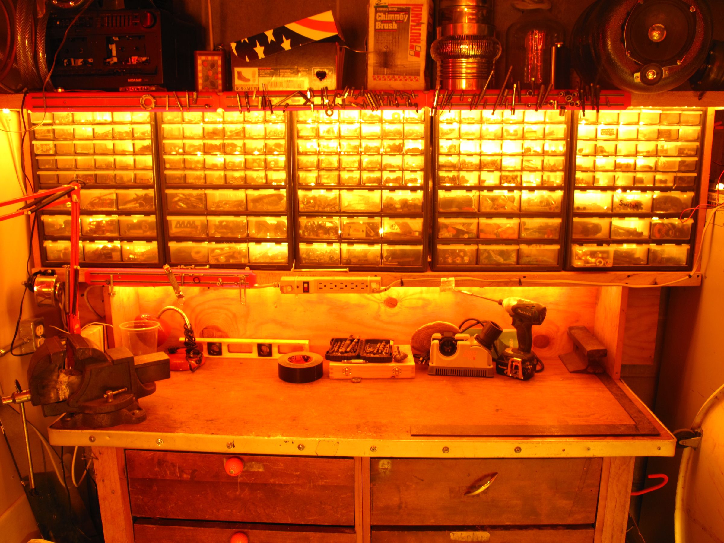Light Up Fastener Bins and Work Bench. - Instructables